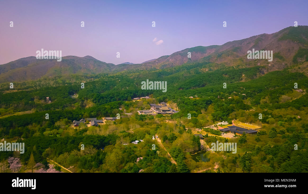 Aerial view of Gyeongju city during Spring season, South Korea Stock ...