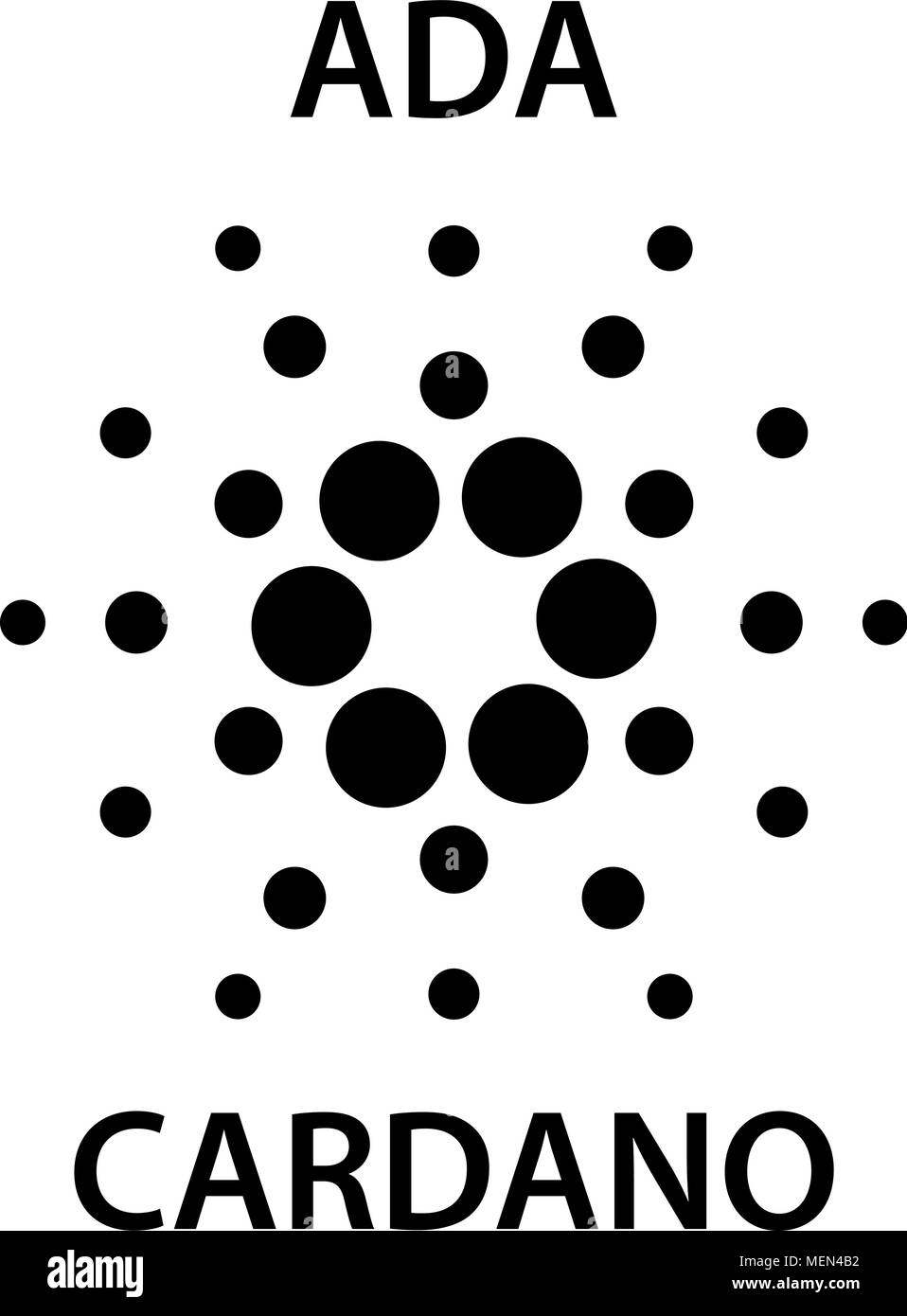Cardano cryptocurrency blockchain icon. Virtual electronic, internet ...
