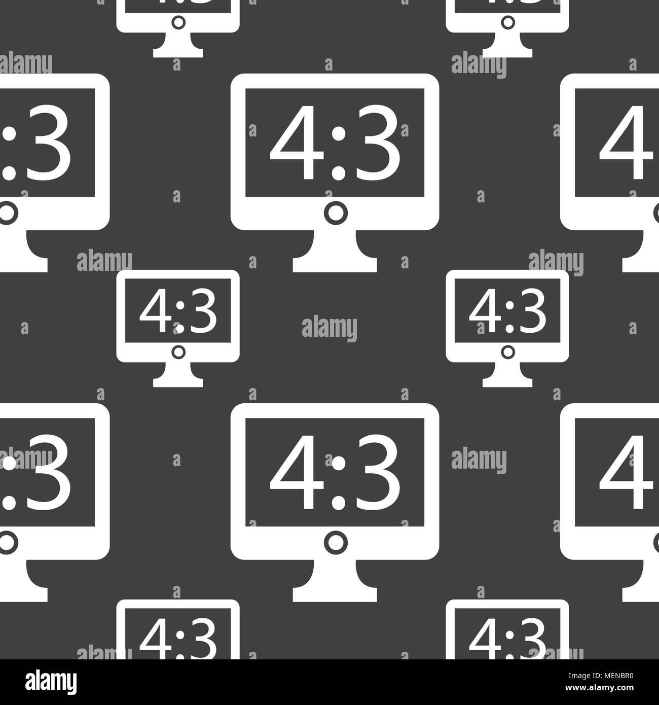 Aspect ratio 4 3 widescreen tv icon sign. Seamless pattern on a gray ...
