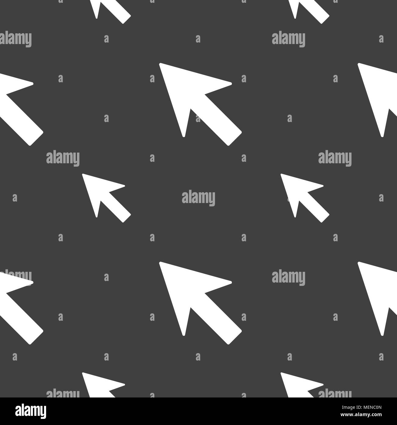 Cursor, arrow icon sign. Seamless pattern on a gray background. Vector ...