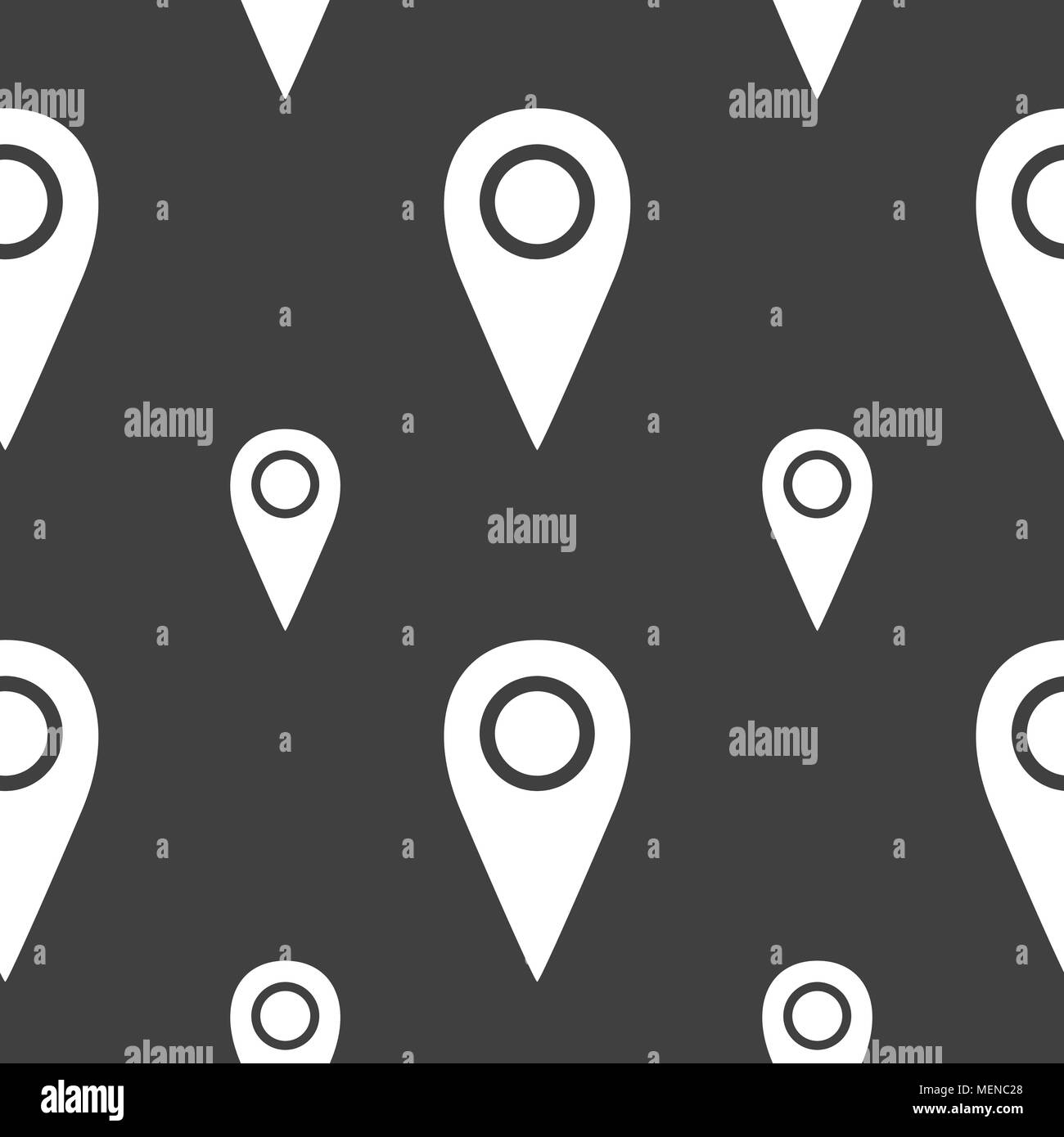 Map pointer icon sign. Seamless pattern on a gray background. Vector illustration Stock Vector ...