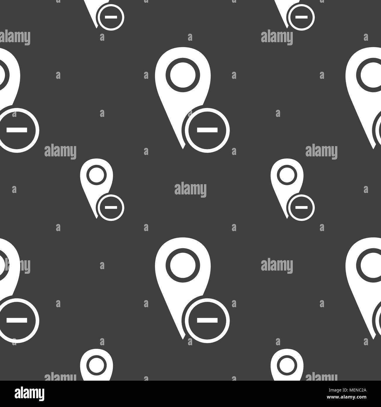 Map Pointer Icon Sign Seamless Pattern On A Gray Background Vector Illustration Stock Vector