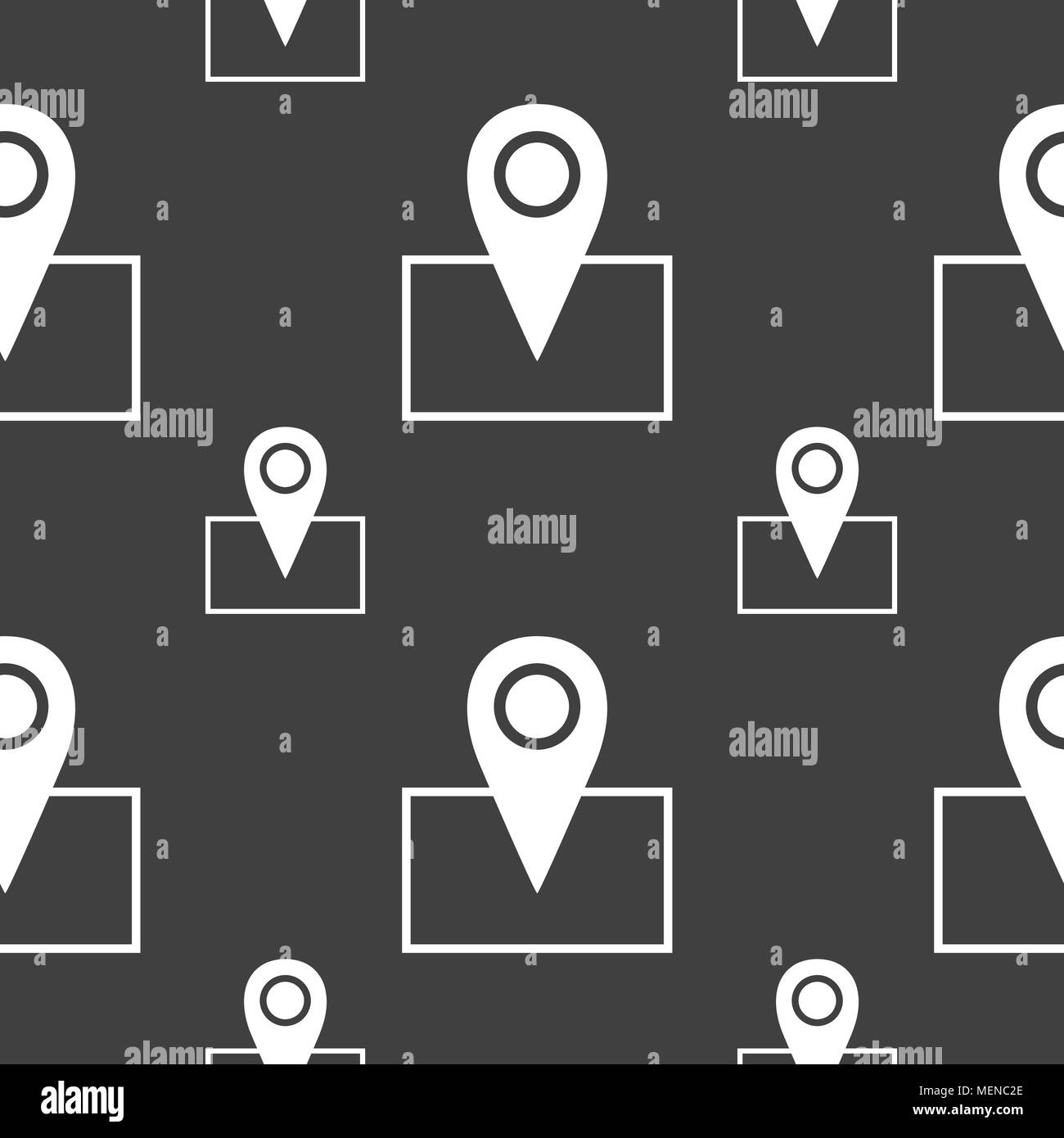 Map pointer icon sign. Seamless pattern on a gray background. Vector illustration Stock Vector ...