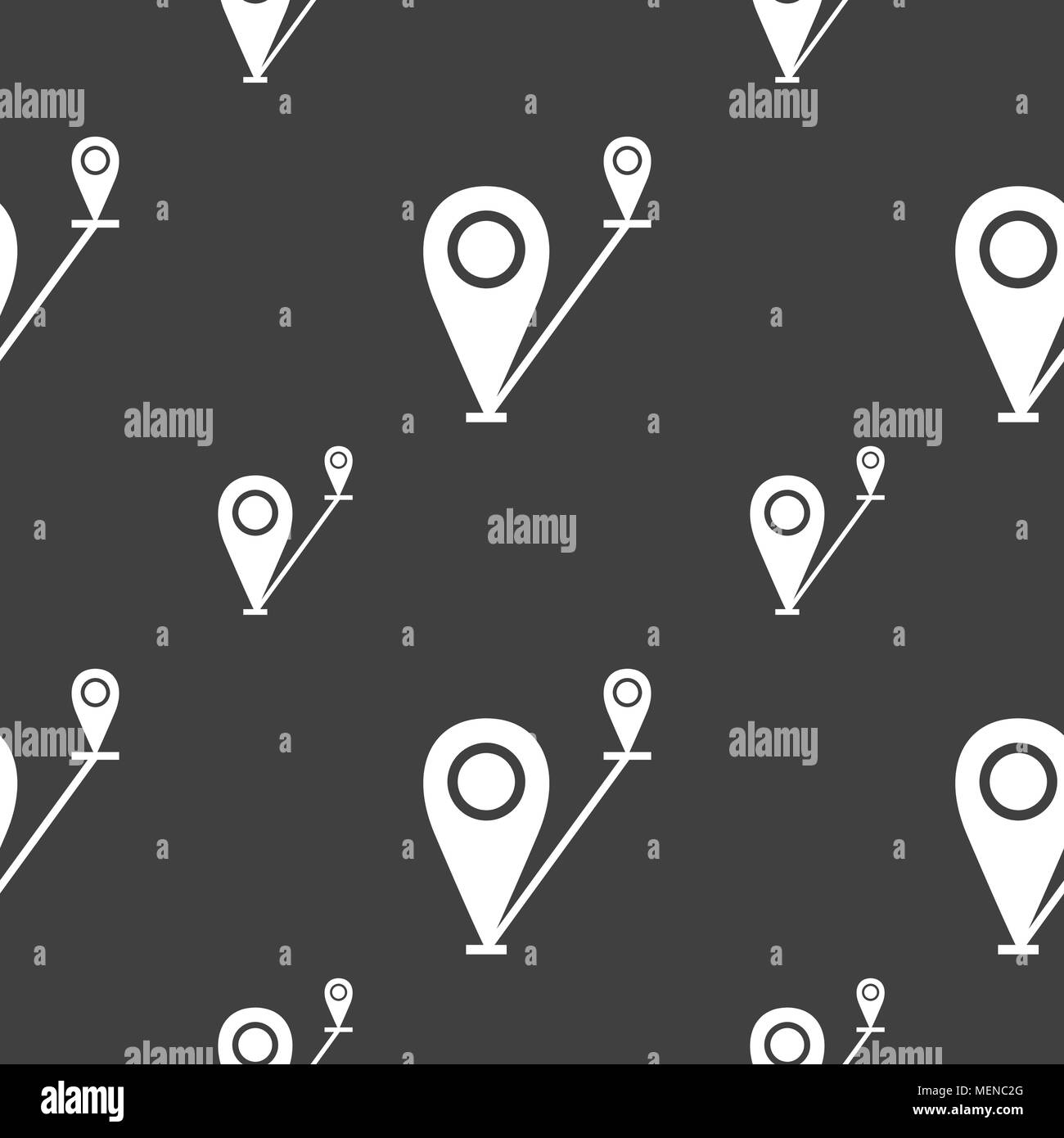Map Pointer Icon Sign Seamless Pattern On A Gray Background Vector Illustration Stock Vector