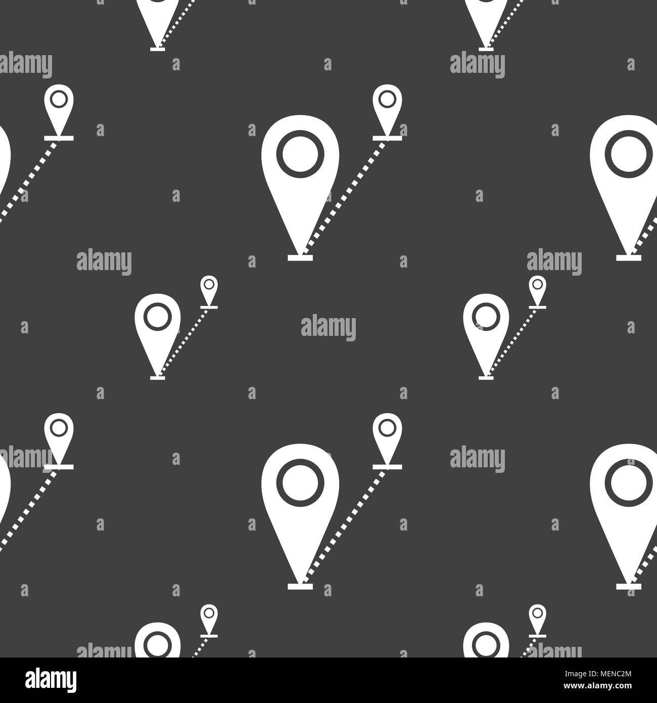Map Pointer Icon Sign Seamless Pattern On A Gray Background Vector Illustration Stock Vector