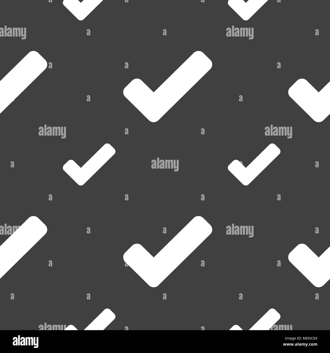 Check mark, tik icon sign. Seamless pattern on a gray background ...
