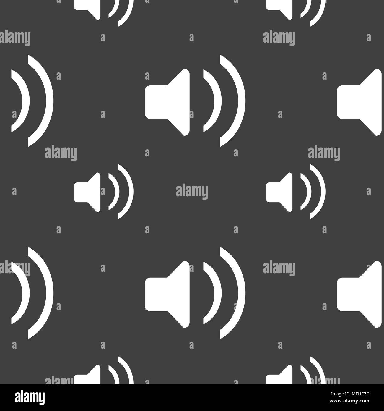 Speaker volume, Sound icon sign. Seamless pattern on a gray background ...