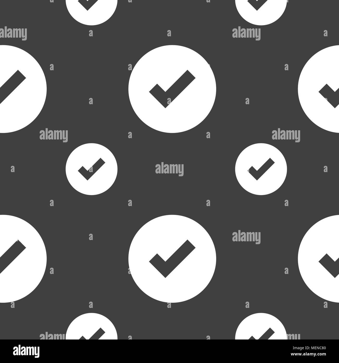 Check mark, tik icon sign. Seamless pattern on a gray background ...