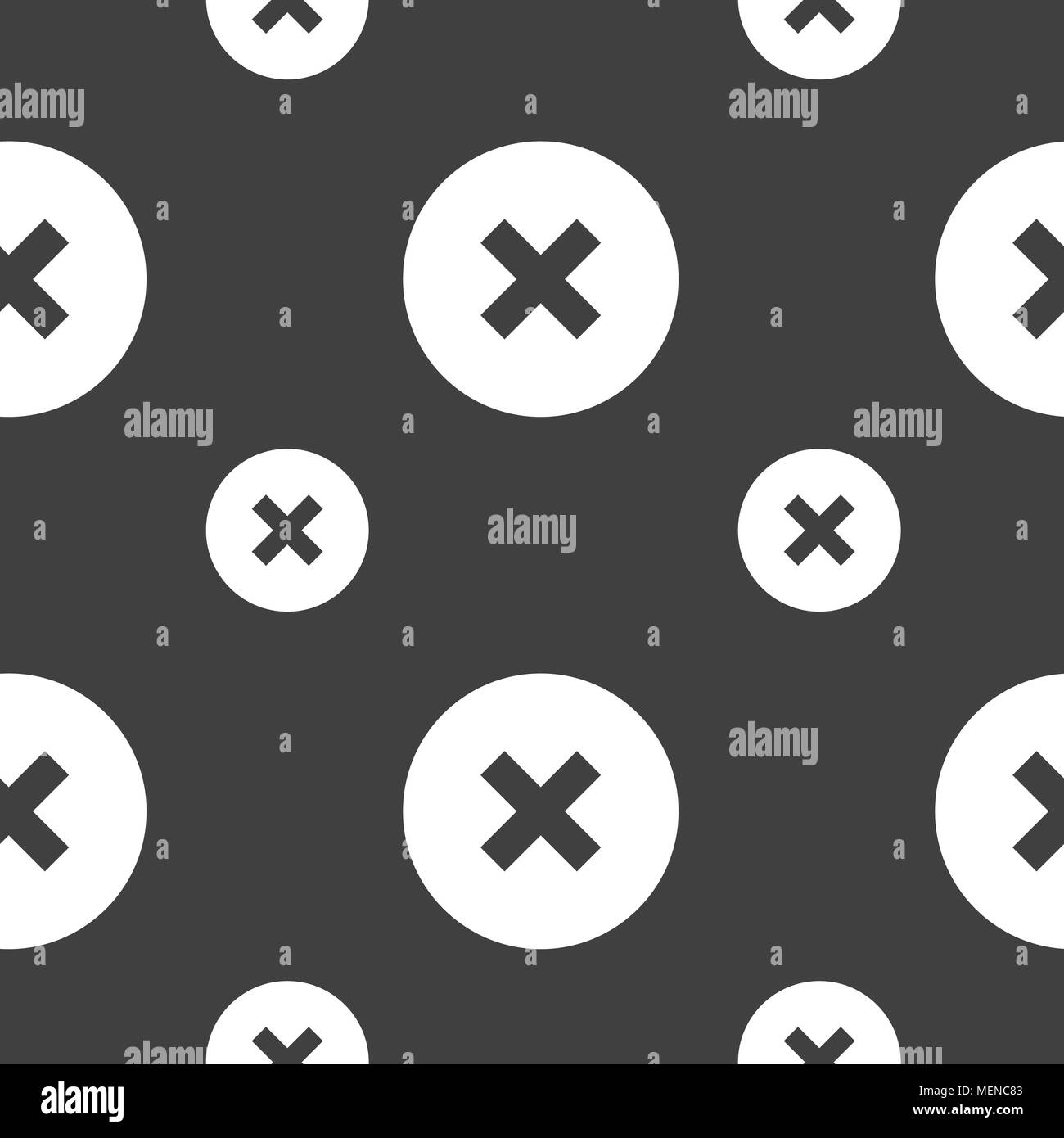 cancel icon sign. Seamless pattern on a gray background. Vector ...