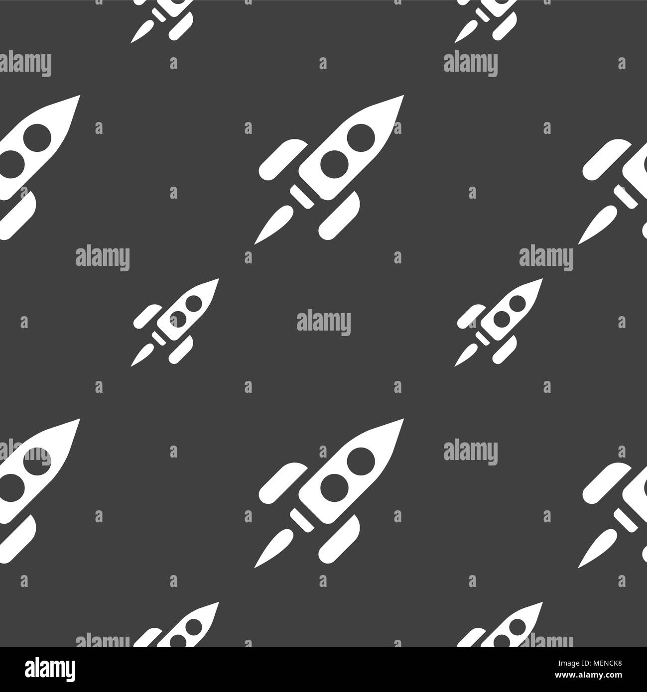 Rocket icon sign. Seamless pattern on a gray background. Vector ...