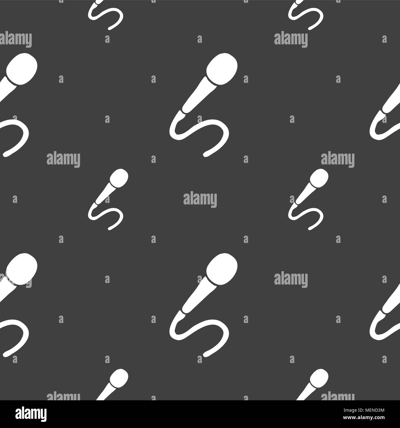microphone icon sign. Seamless pattern on a gray background. Vector ...