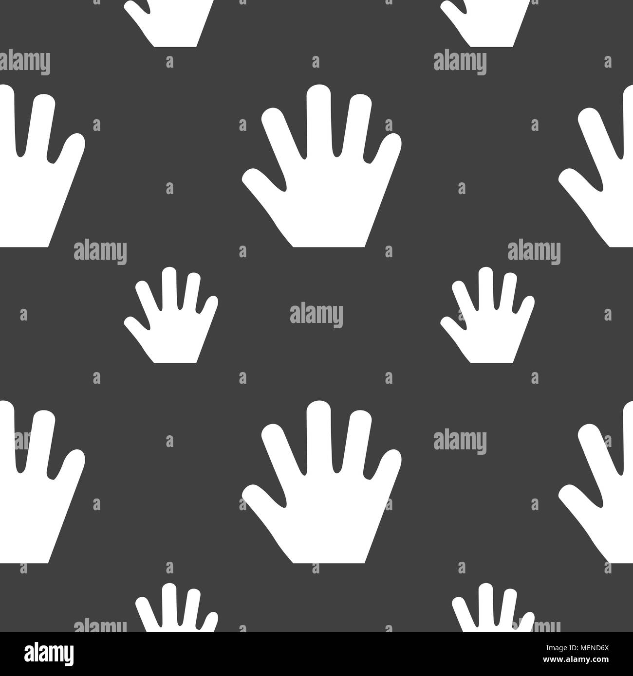 Hand icon sign. Seamless pattern on a gray background. Vector ...