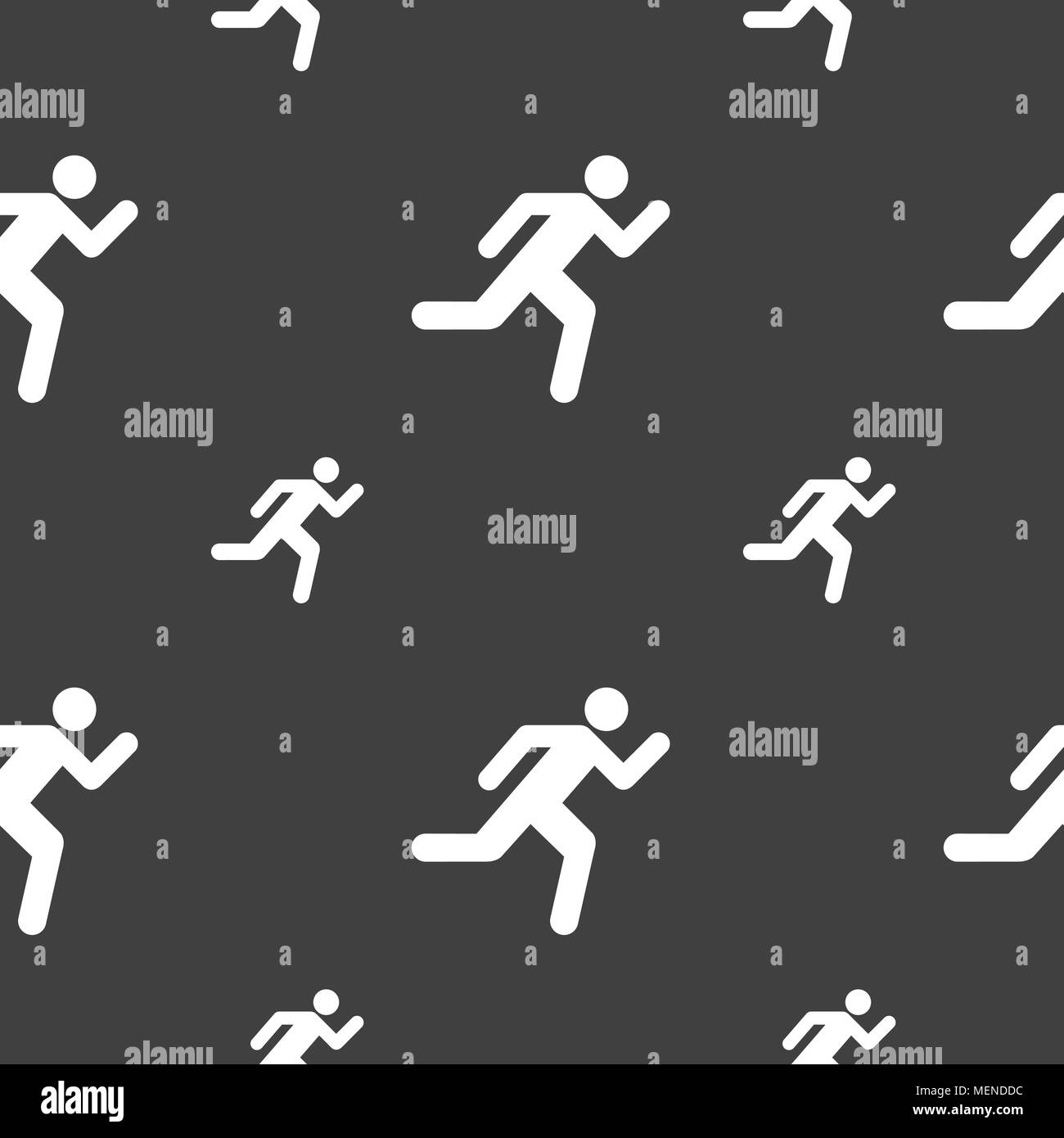 running man icon sign. Seamless pattern on a gray background. Vector ...