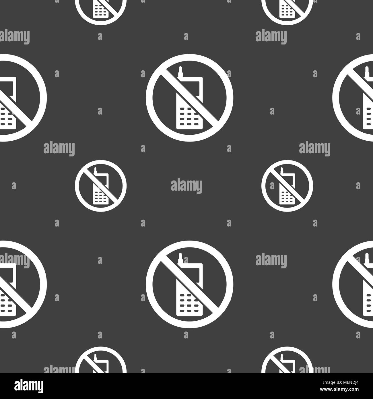 mobile phone is prohibited icon sign. Seamless pattern on a gray ...