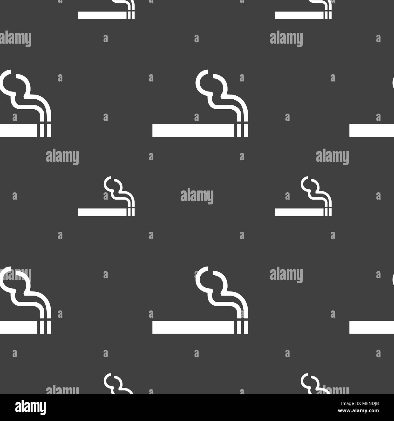 cigarette smoke icon sign. Seamless pattern on a gray background ...