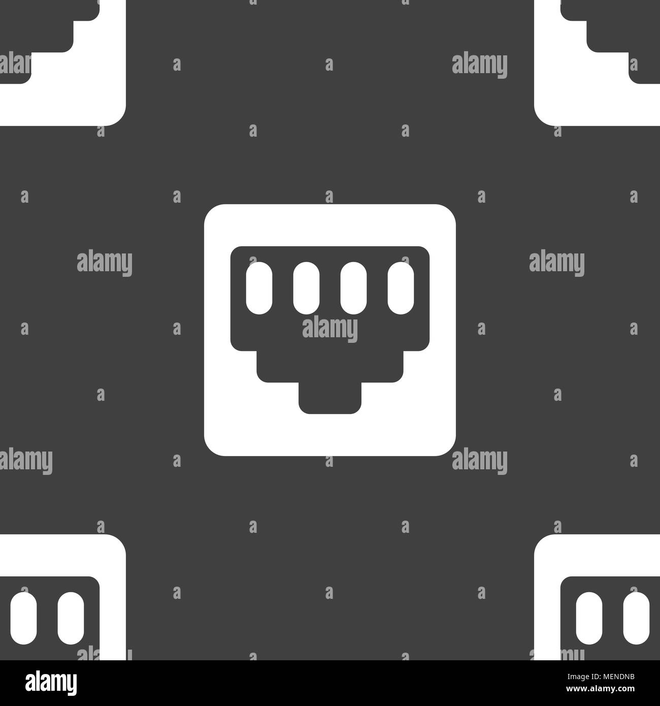 Cable Rj45 Patch Cord Icon Sign Seamless Pattern On A Gray Background Vector Illustration