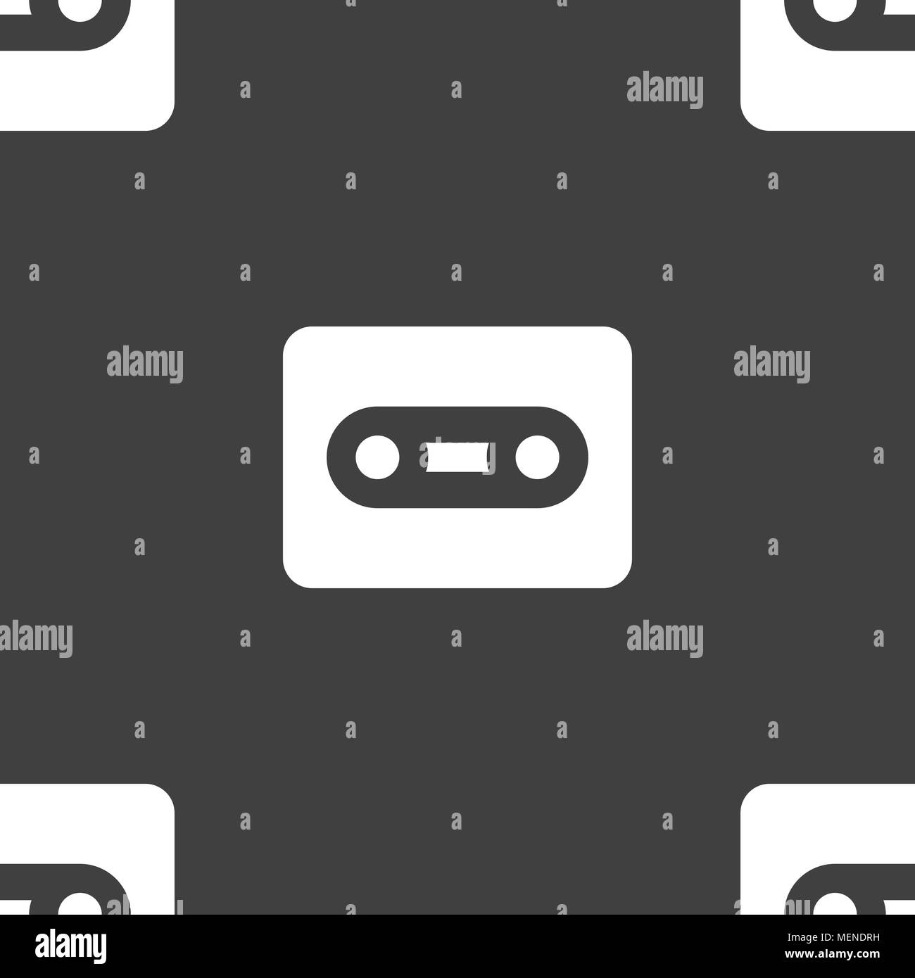 Cassette icon sign. Seamless pattern on a gray background. Vector ...