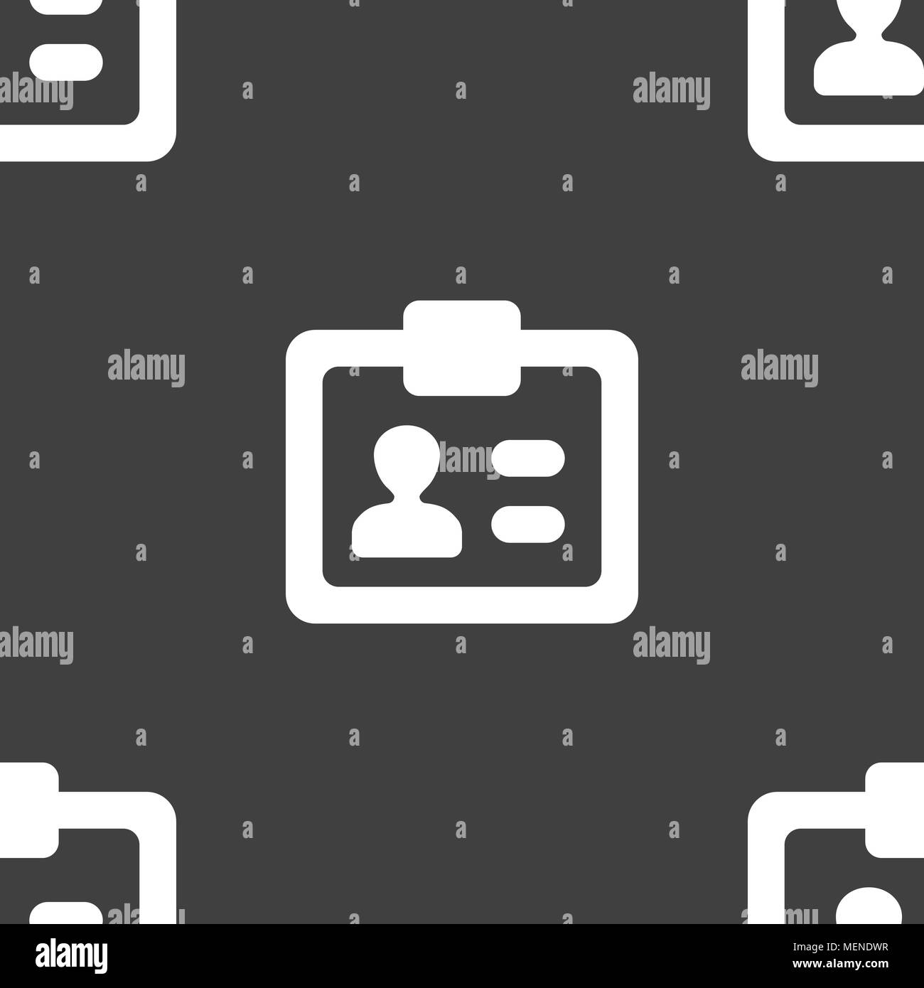 ID, Identity card icon sign. Seamless pattern on a gray background ...