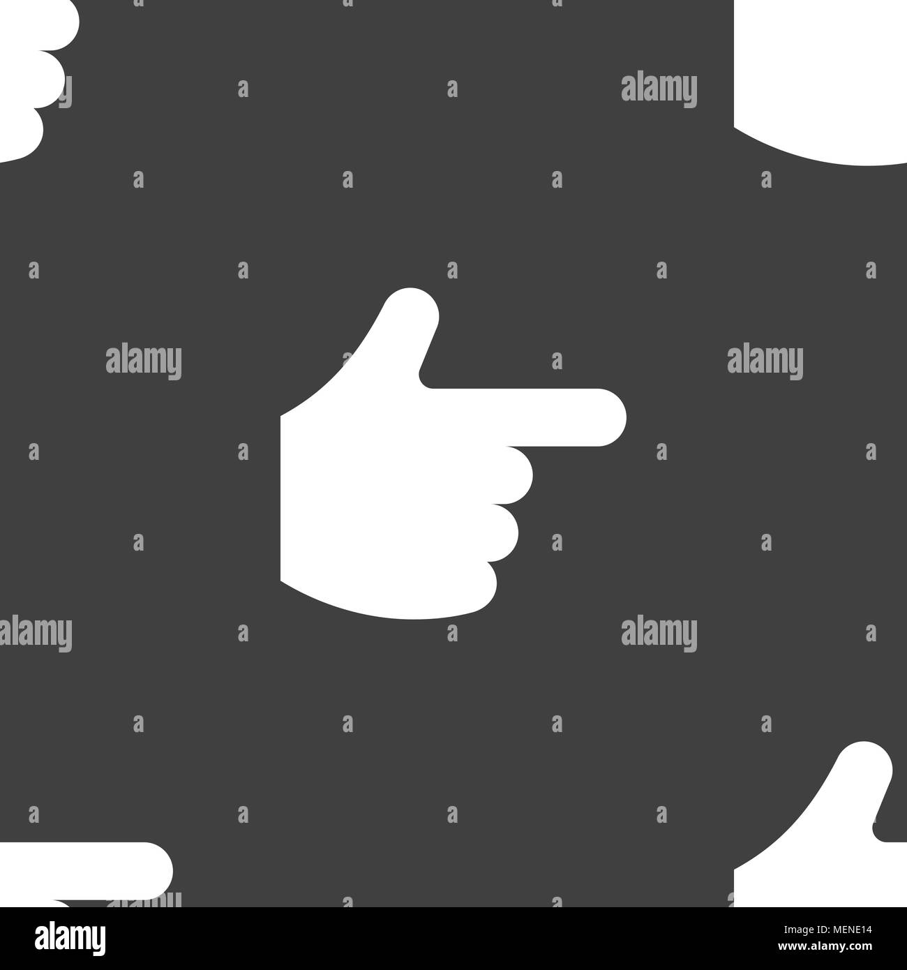 pointing hand icon sign. Seamless pattern on a gray background. Vector ...