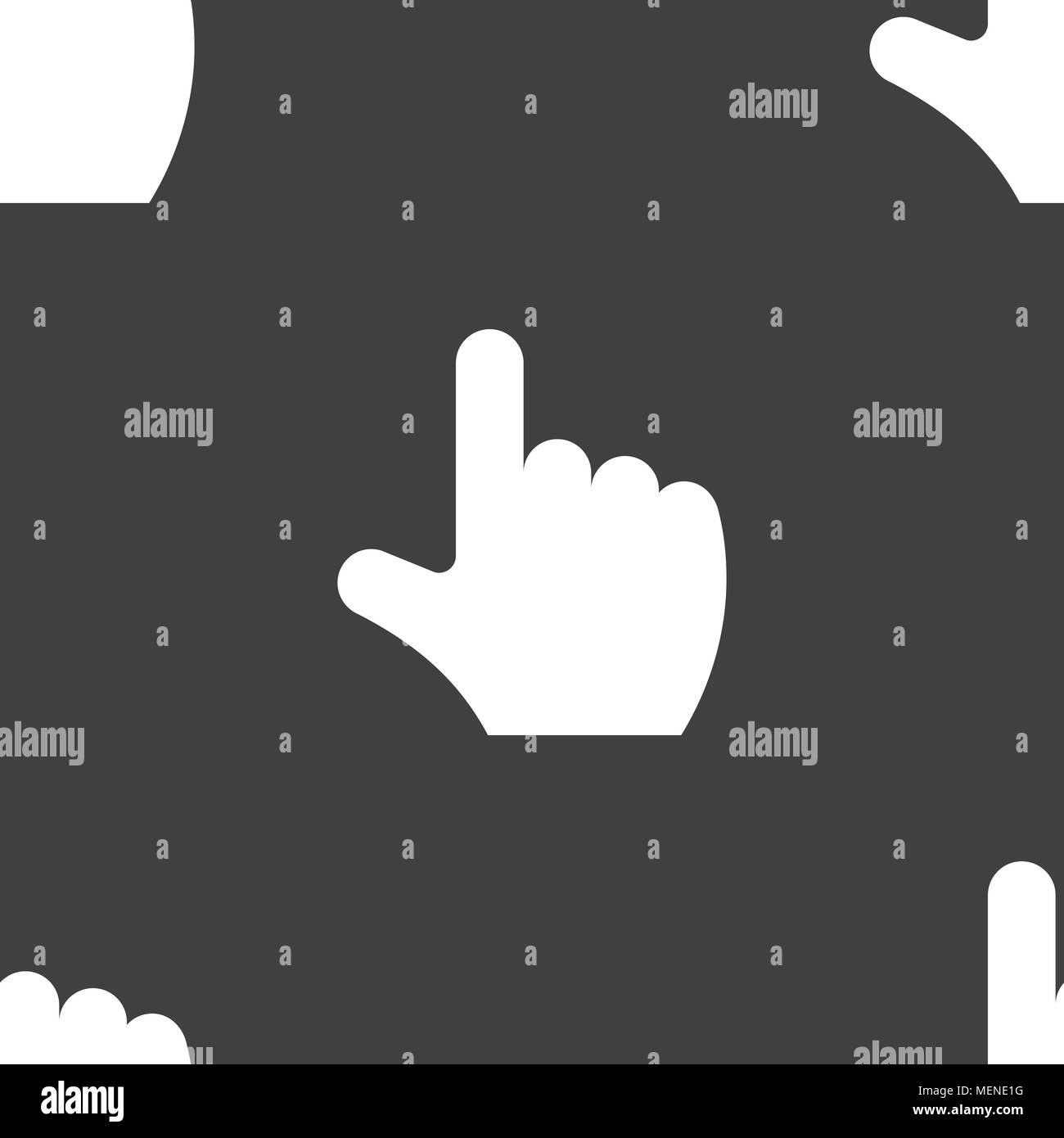 pointing hand icon sign. Seamless pattern on a gray background. Vector ...