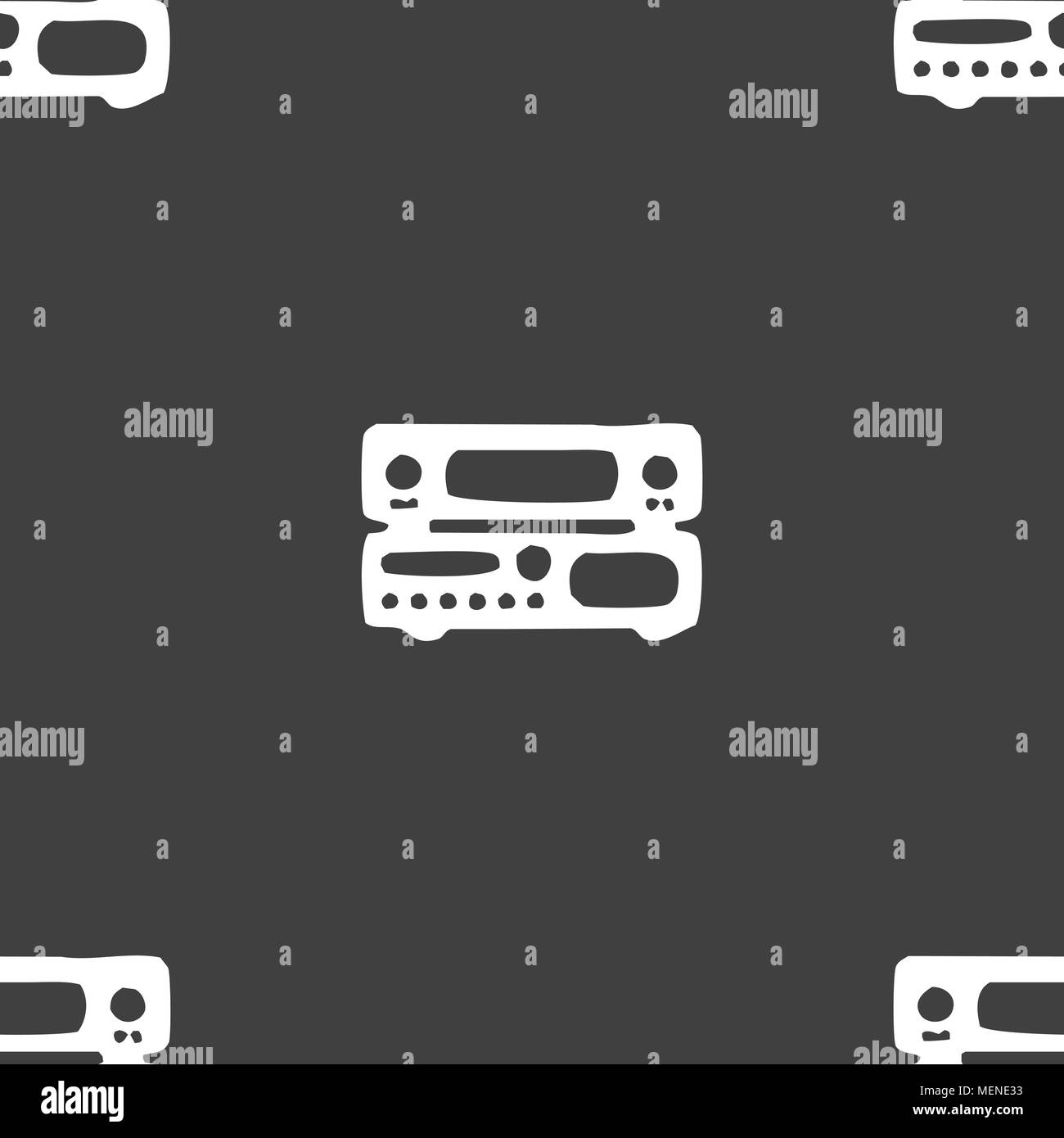 radio, receiver, amplifier icon sign. Seamless pattern on a gray ...