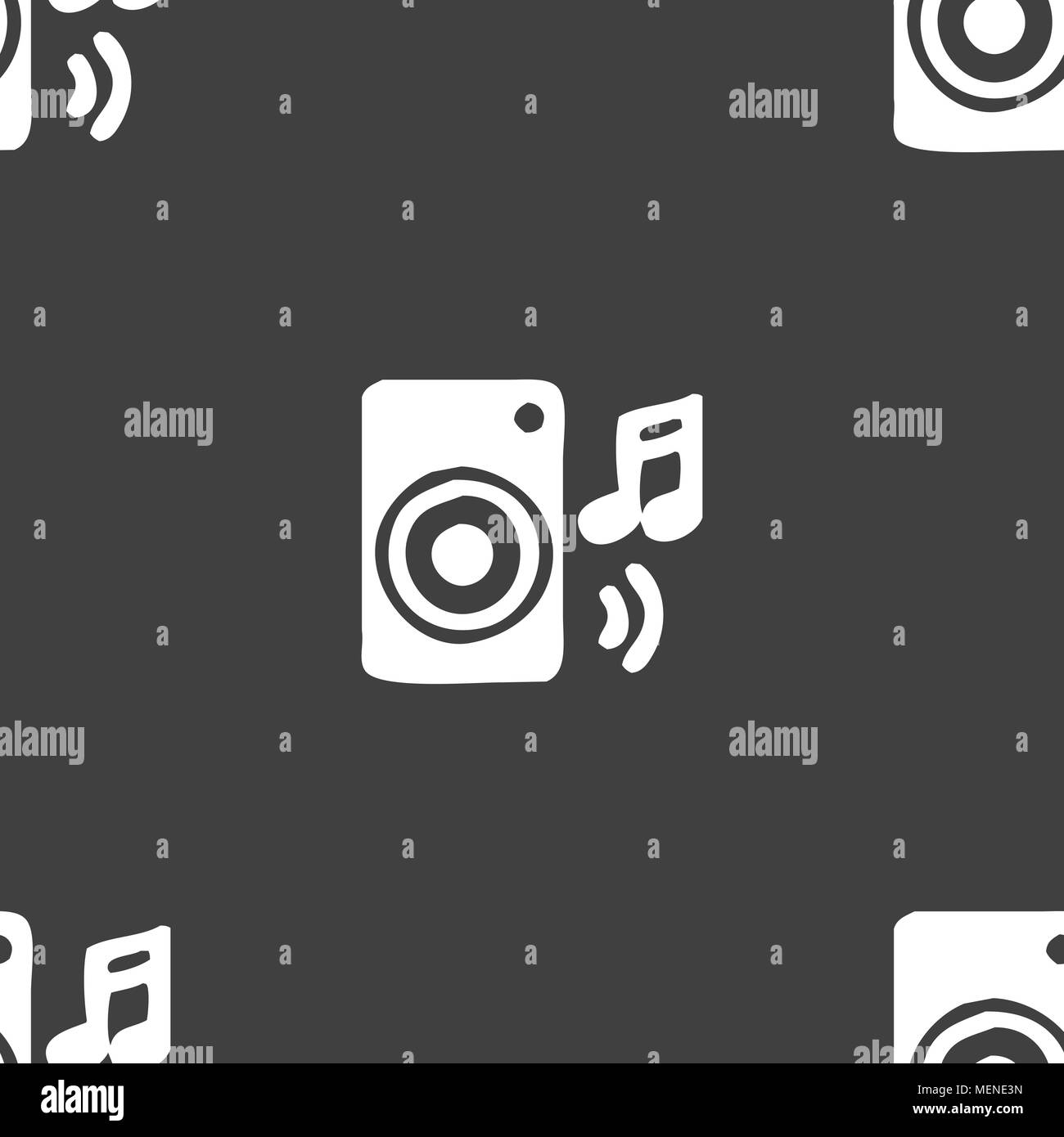 music column, disco, music, melody, speaker icon sign. Seamless pattern ...