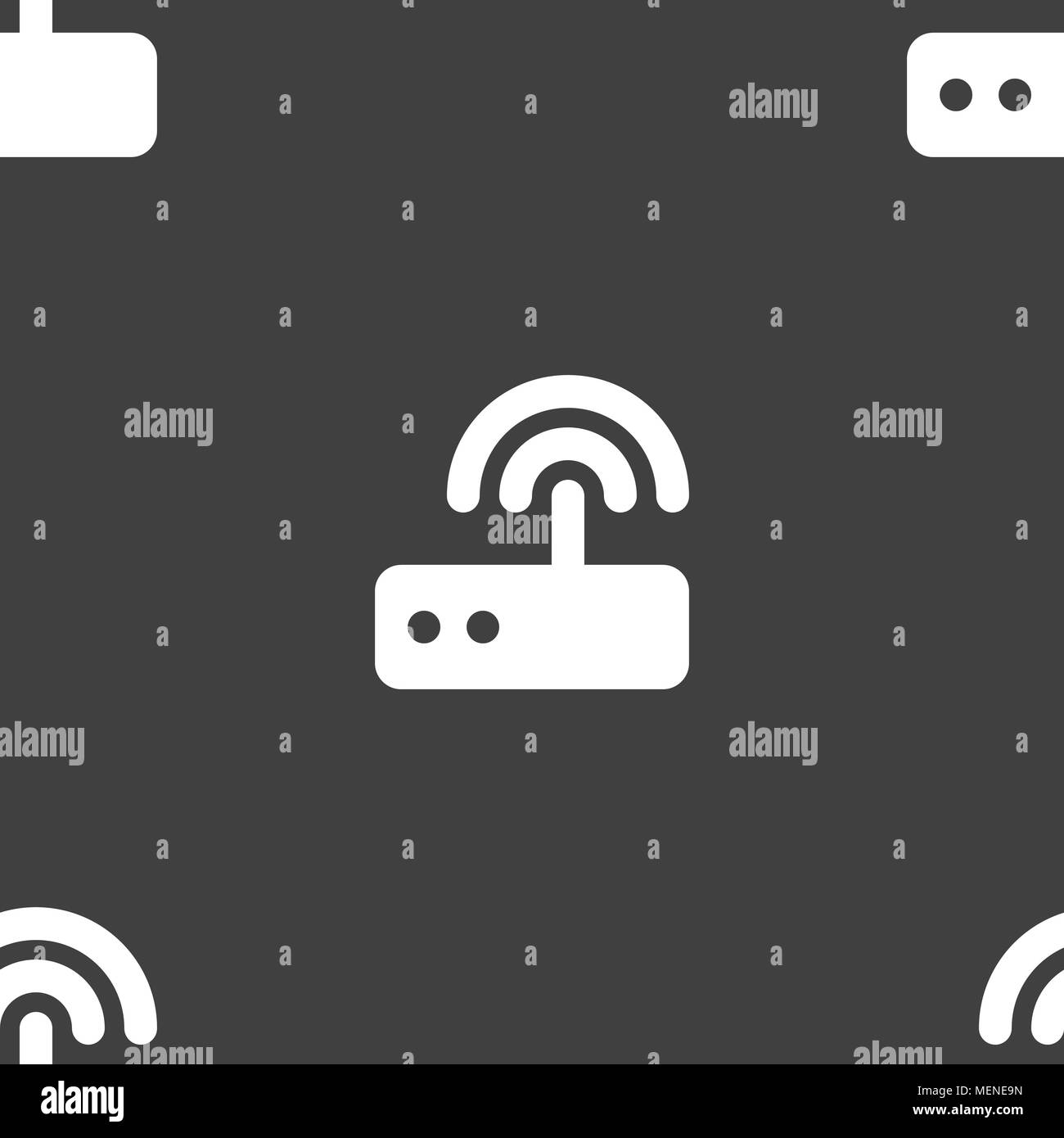 Wi fi router icon sign. Seamless pattern on a gray background. Vector ...