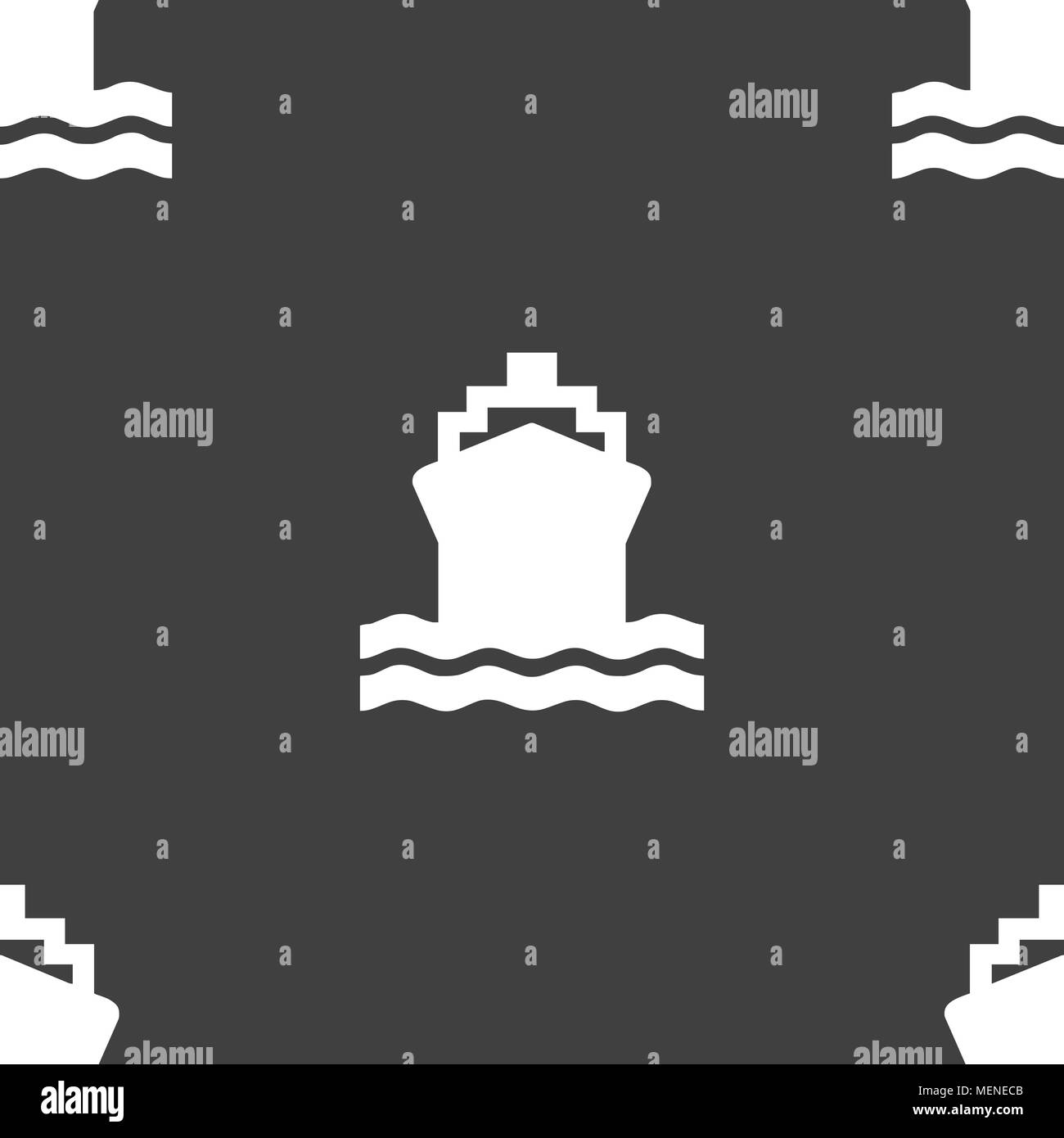 ship icon sign. Seamless pattern on a gray background. Vector ...
