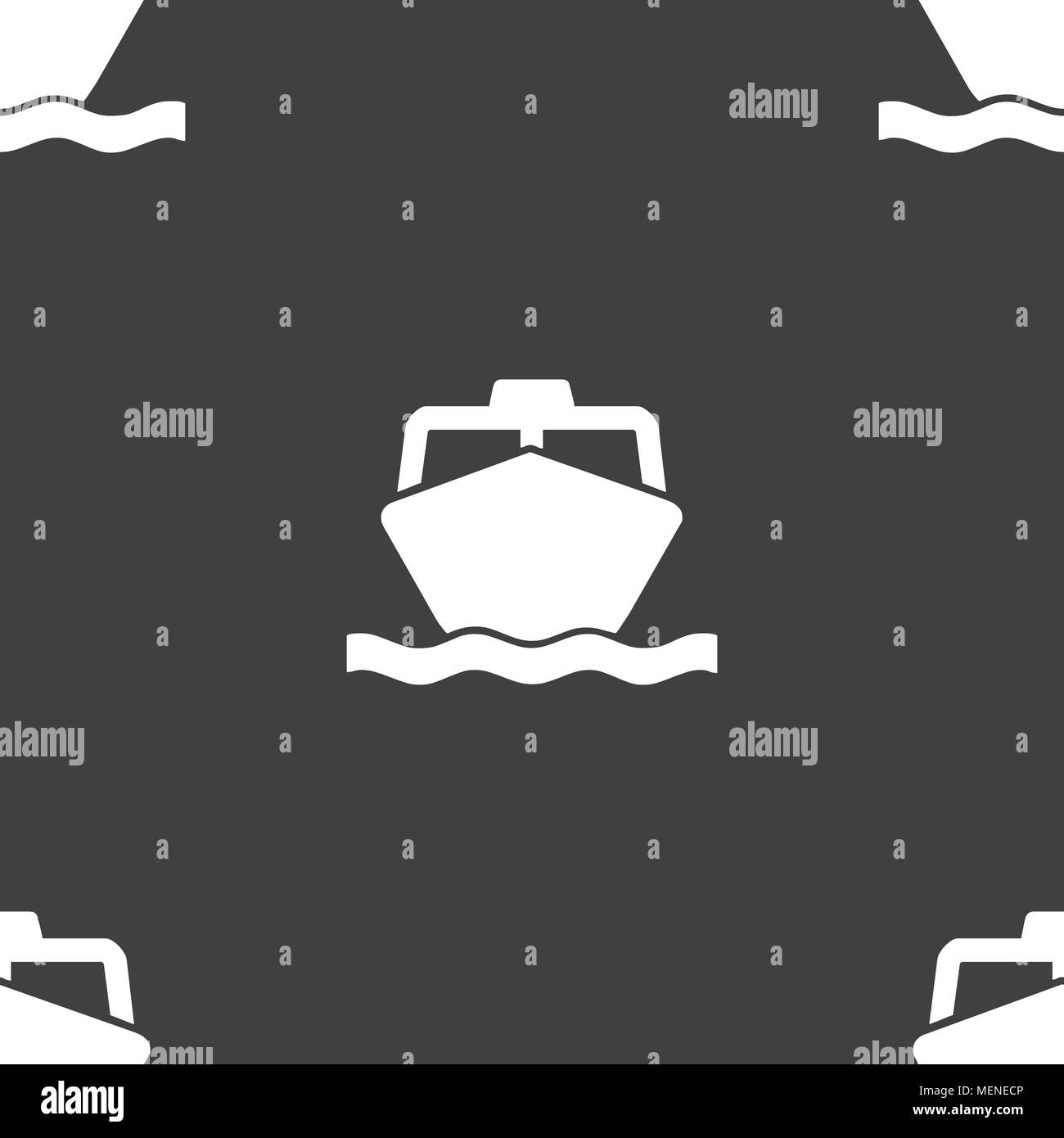 the boat icon sign. Seamless pattern on a gray background. Vector ...