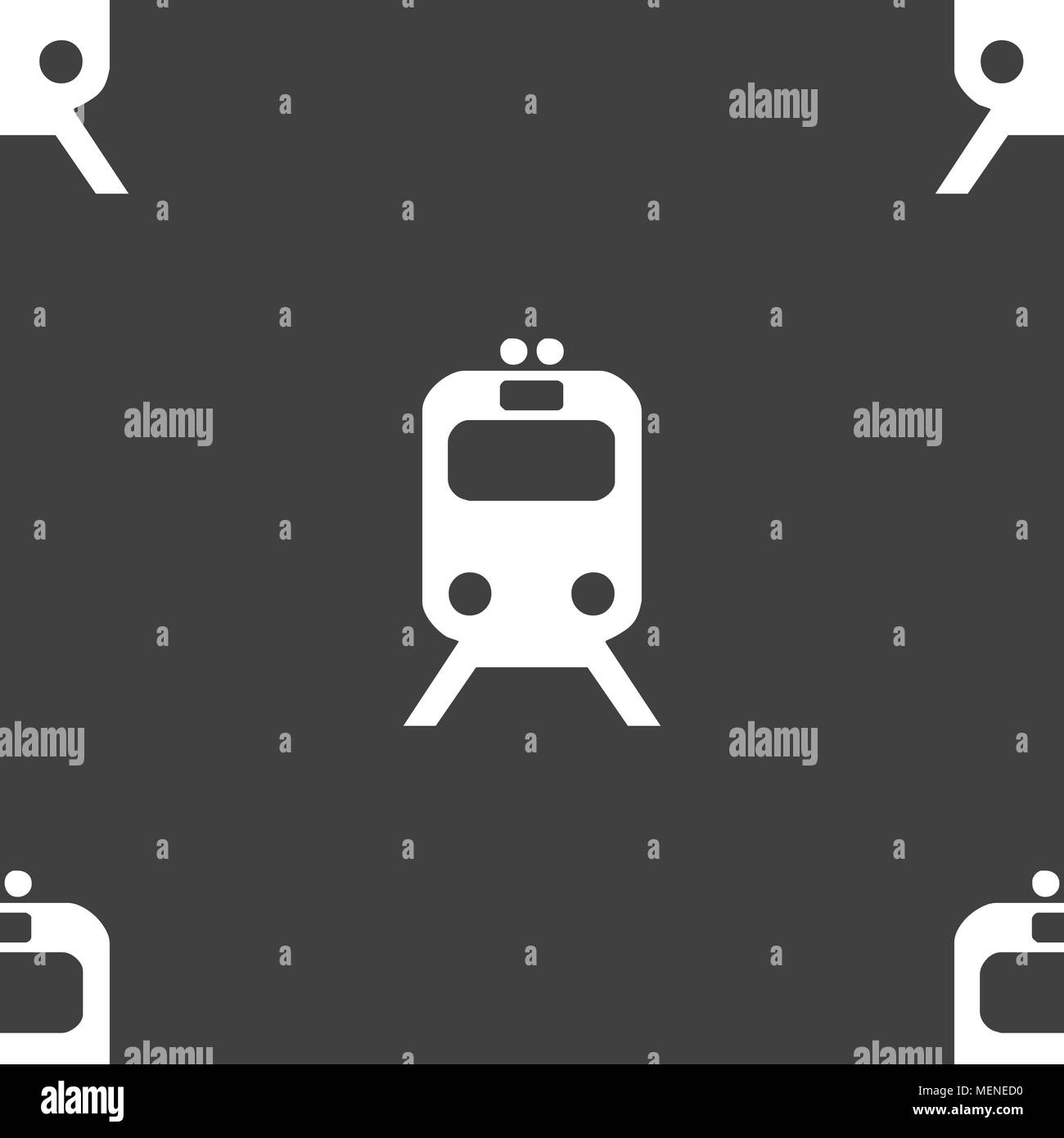 train icon sign. Seamless pattern on a gray background. Vector ...