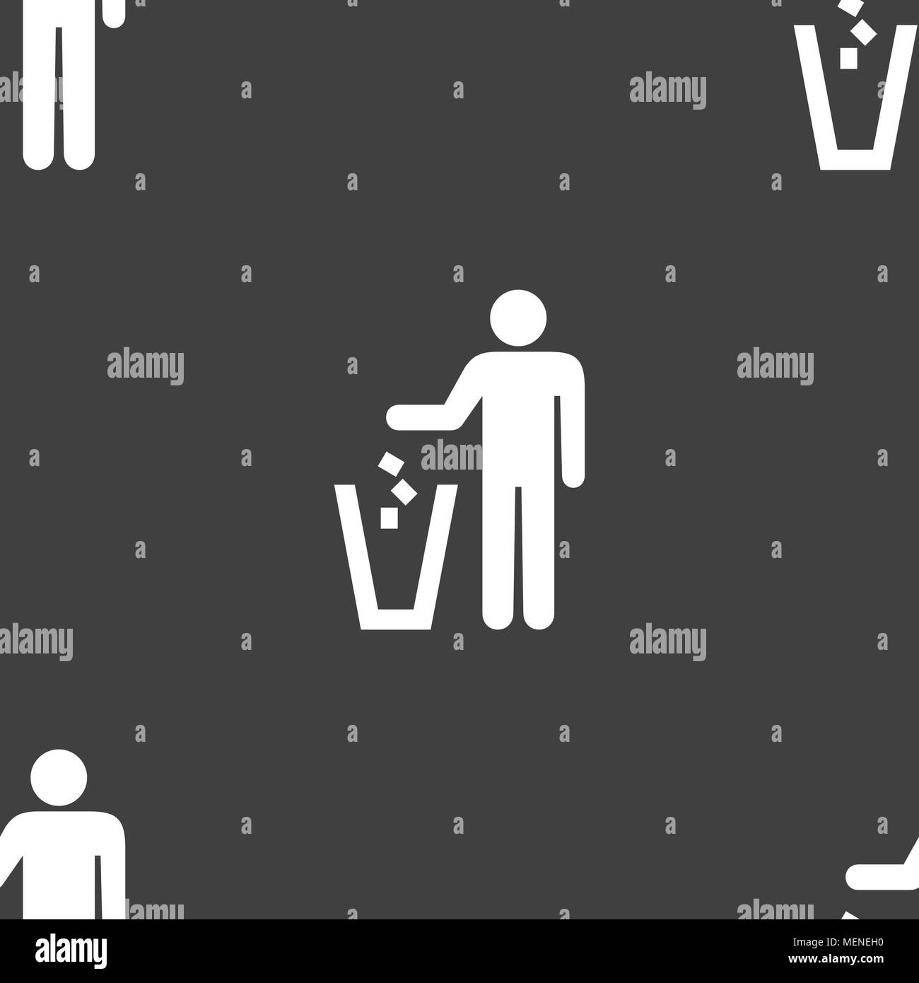 throw away the trash icon sign. Seamless pattern on a gray background ...