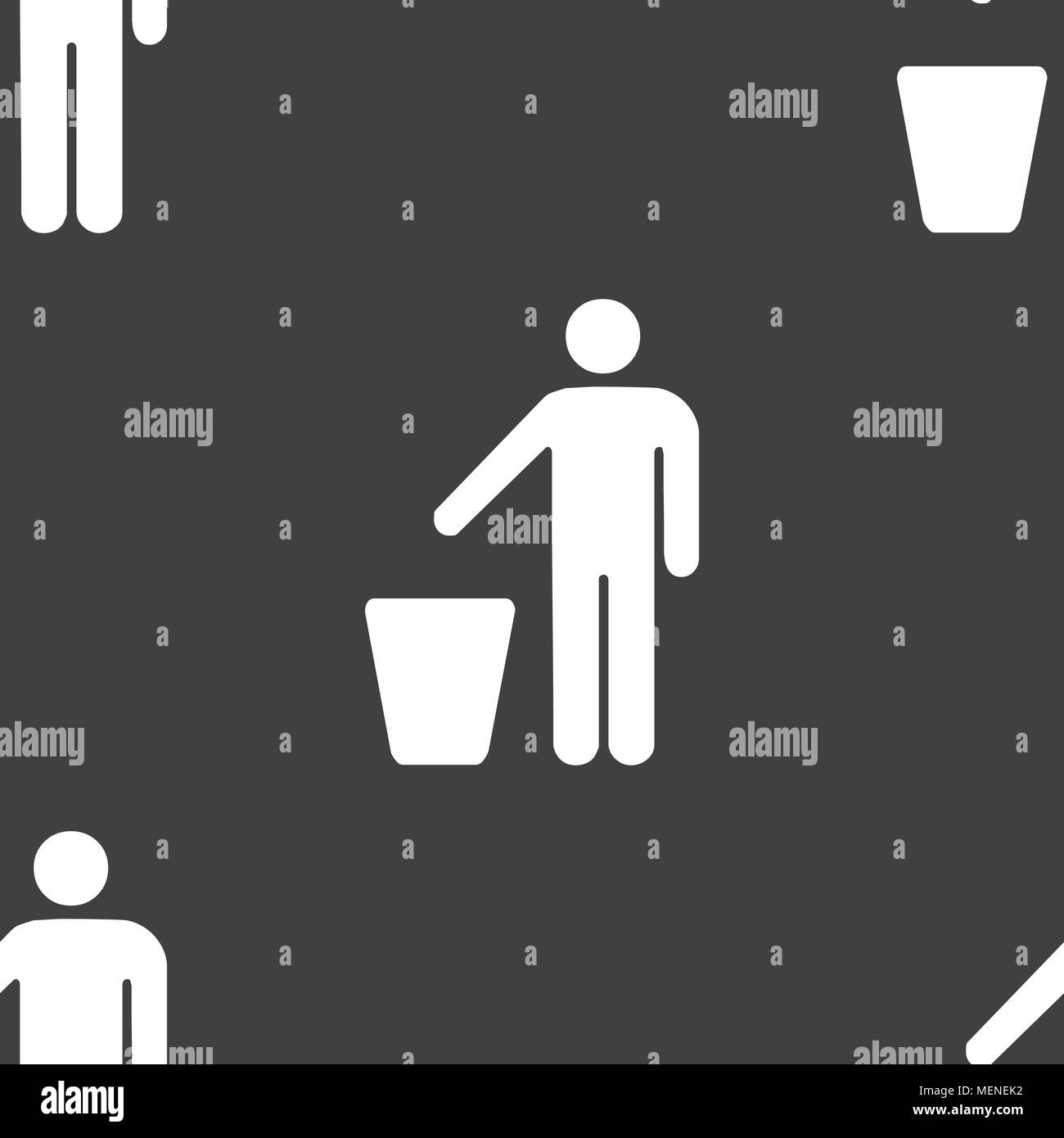 throw away the trash icon sign. Seamless pattern on a gray background ...
