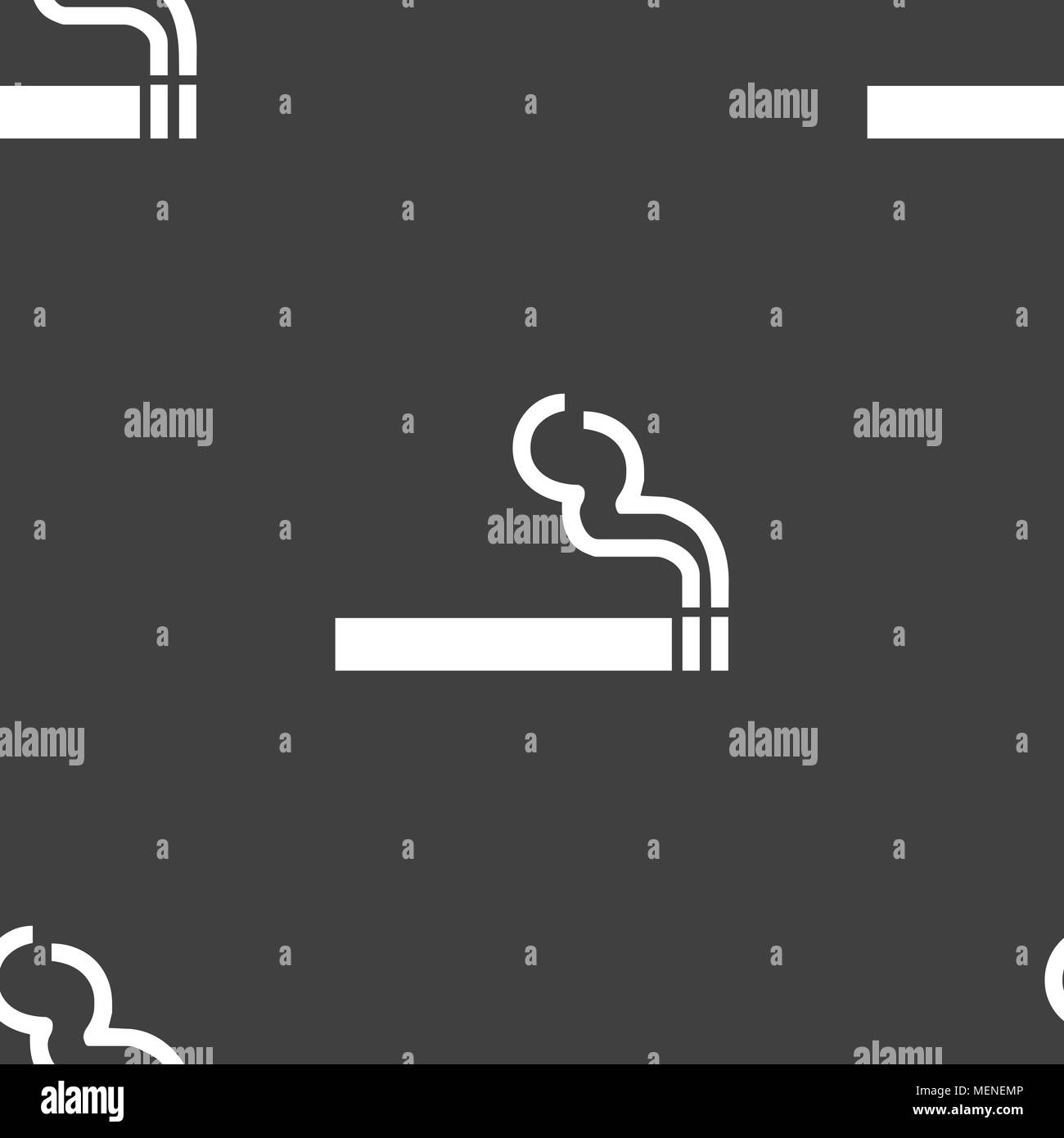 cigarette smoke icon sign. Seamless pattern on a gray background ...
