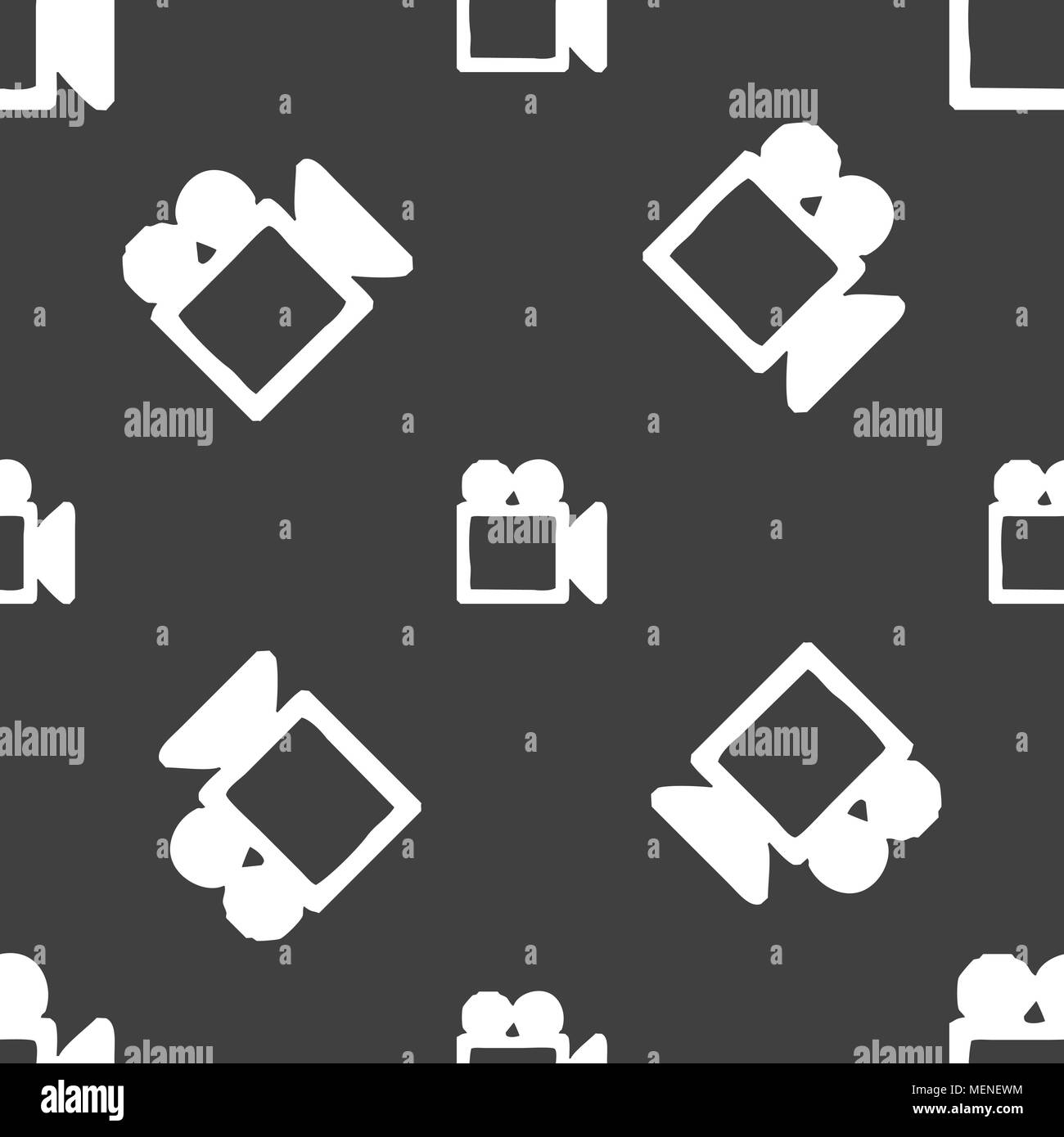 camcorder icon sign. Seamless pattern on a gray background. Vector ...