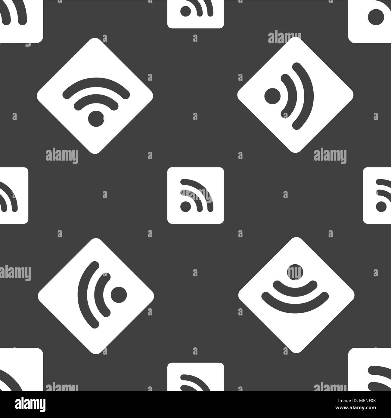 RSS feed icon sign. Seamless pattern on a gray background. Vector ...