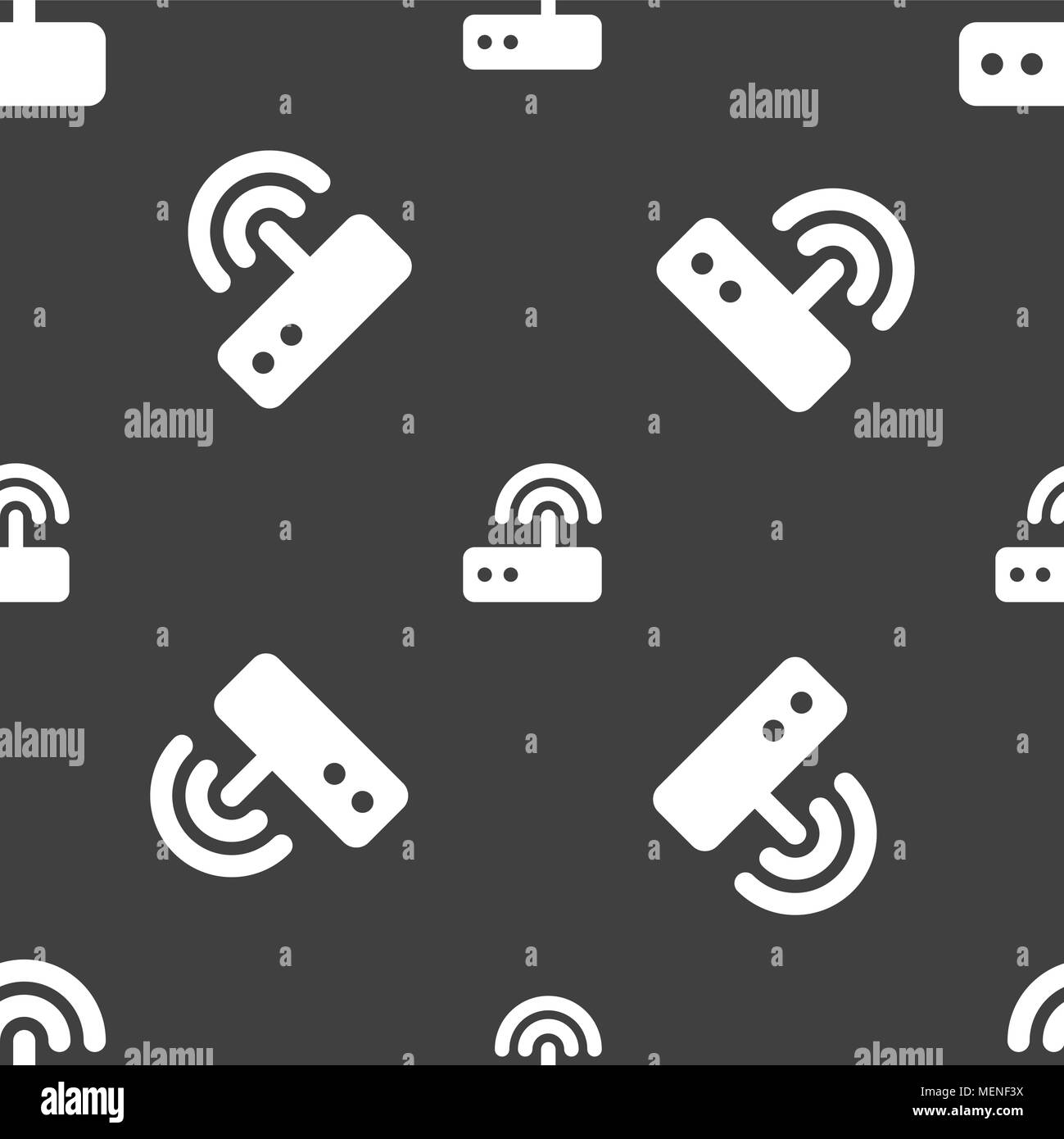 Wi fi router icon sign. Seamless pattern on a gray background. Vector ...