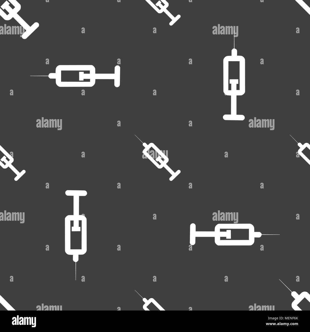 syringe icon sign. Seamless pattern on a gray background. Vector ...