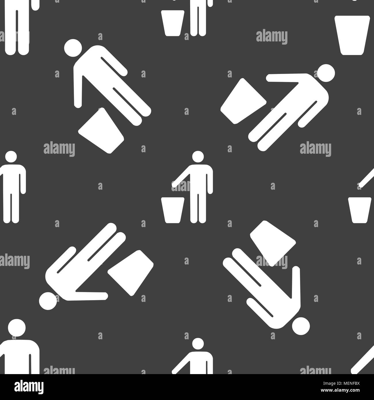 throw away the trash icon sign. Seamless pattern on a gray background ...