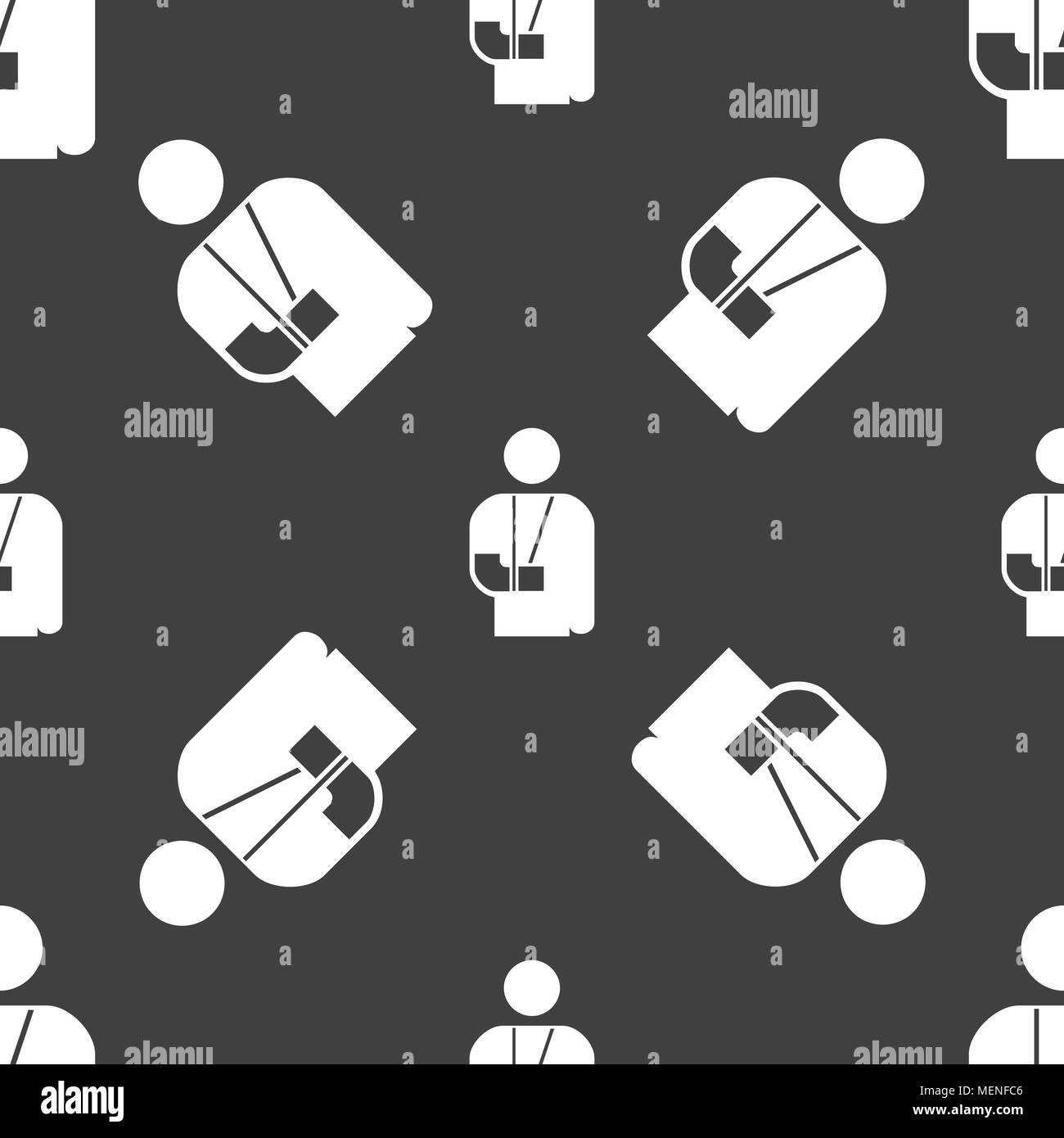 broken arm, disability icon sign. Seamless pattern on a gray background ...