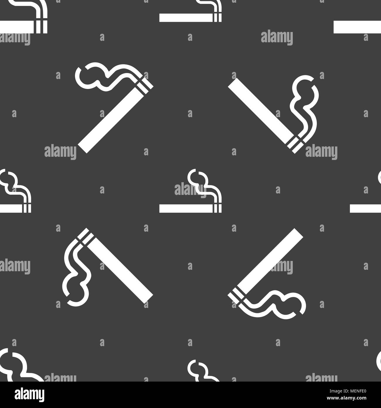 cigarette smoke icon sign. Seamless pattern on a gray background ...