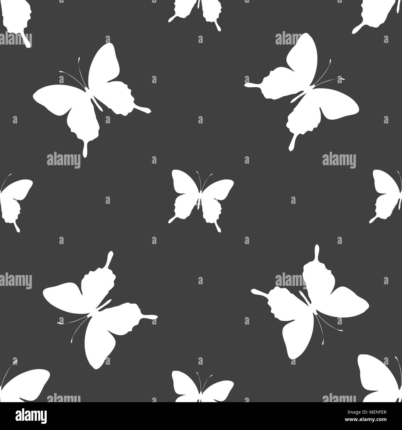 butterfly icon sign. Seamless pattern on a gray background. Vector ...