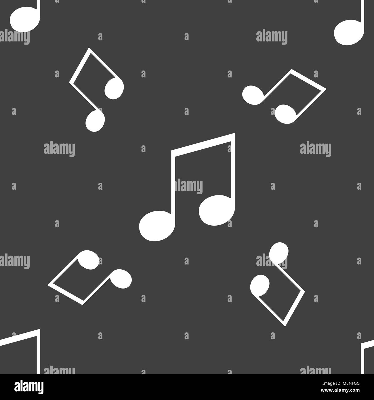 musical note, music, ringtone icon sign. Seamless pattern on a gray ...
