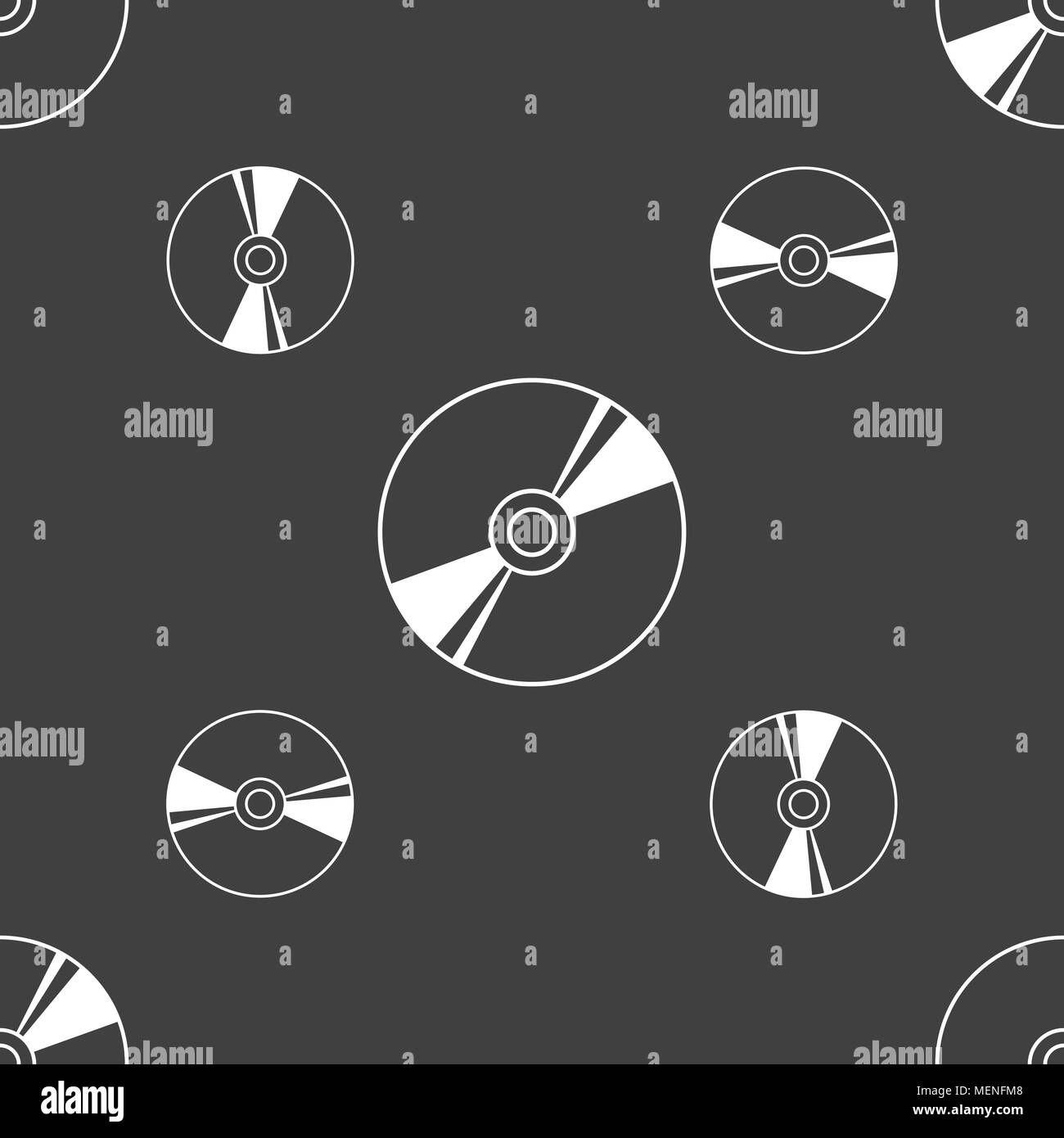 Cd, DVD, compact disk, blue ray icon sign. Seamless pattern on a gray ...