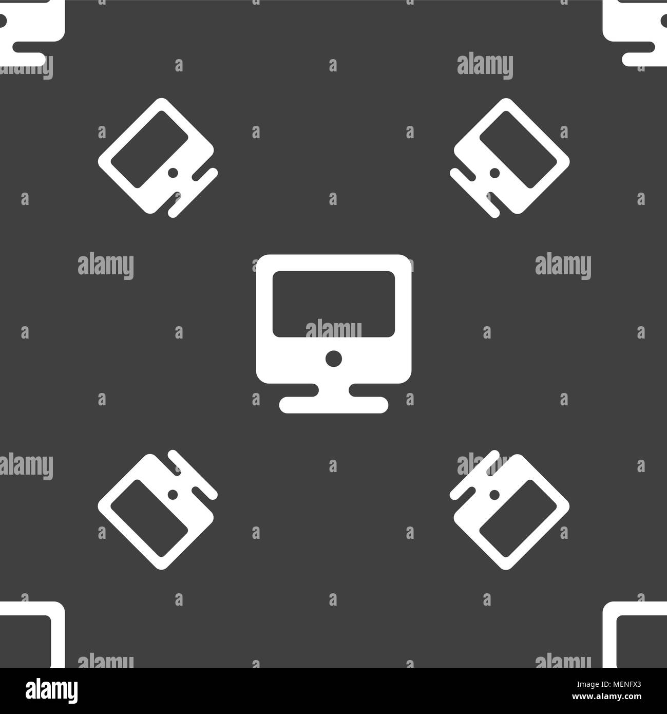 monitor icon sign. Seamless pattern on a gray background. Vector ...