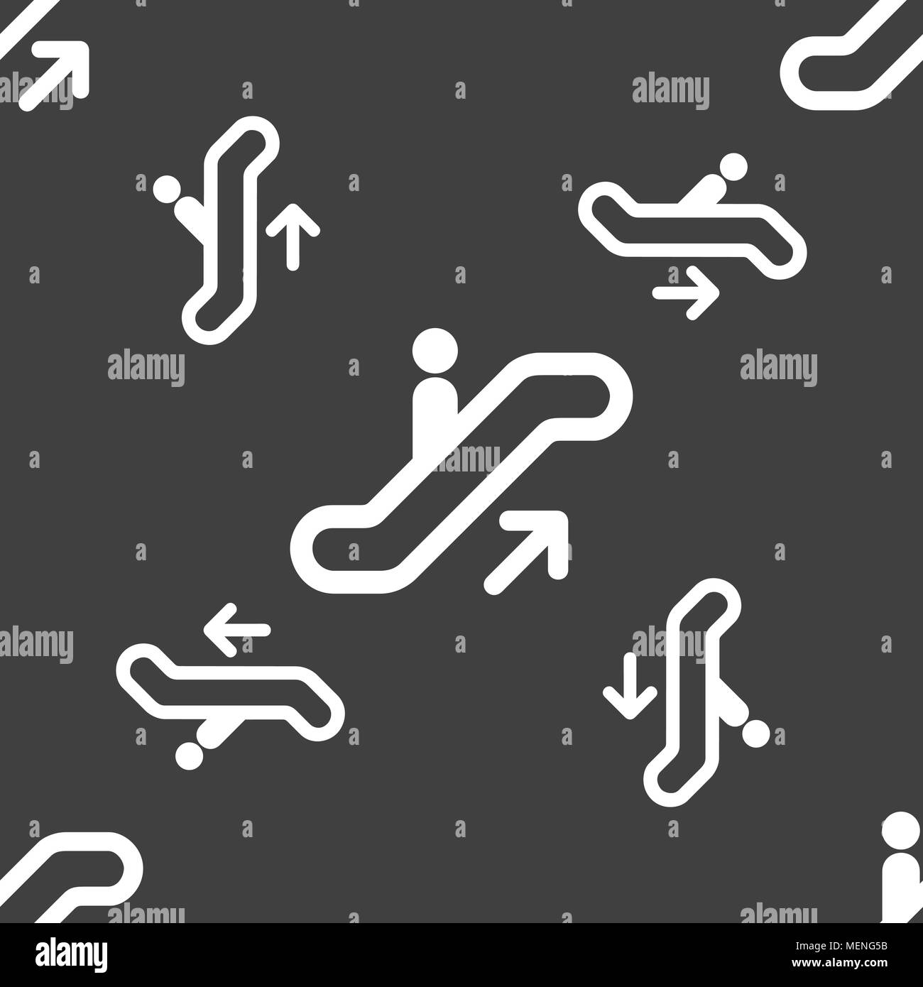 elevator, Escalator, Staircase icon sign. Seamless pattern on a gray ...