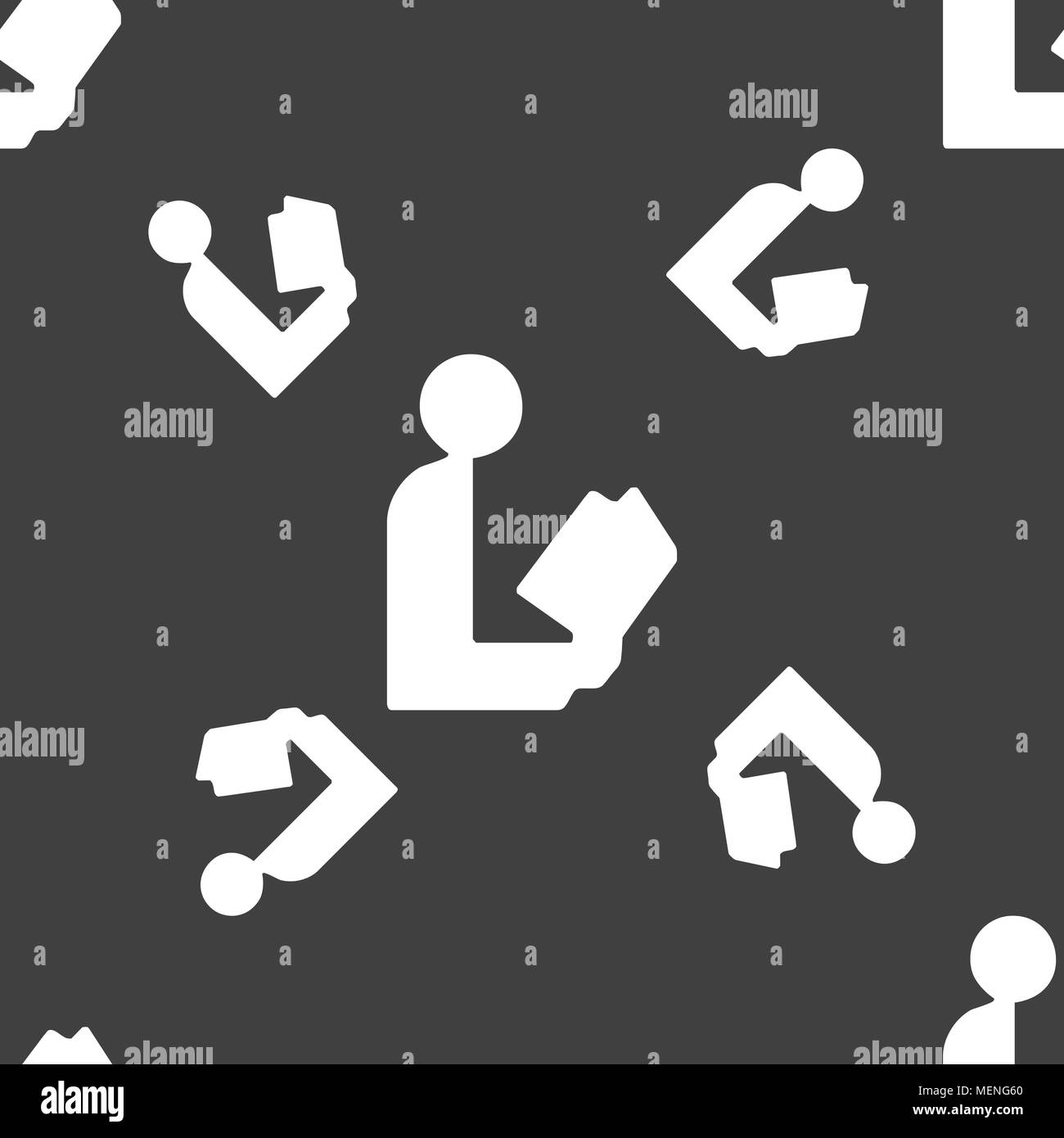 read a book icon sign. Seamless pattern on a gray background. Vector ...