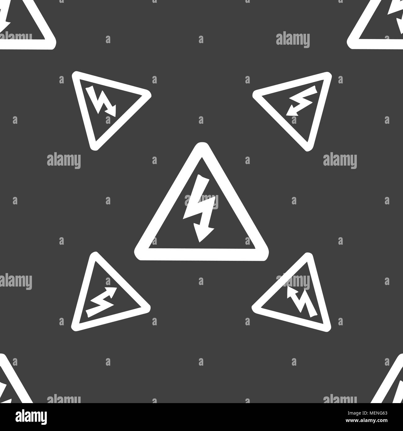 voltage icon sign. Seamless pattern on a gray background. Vector ...