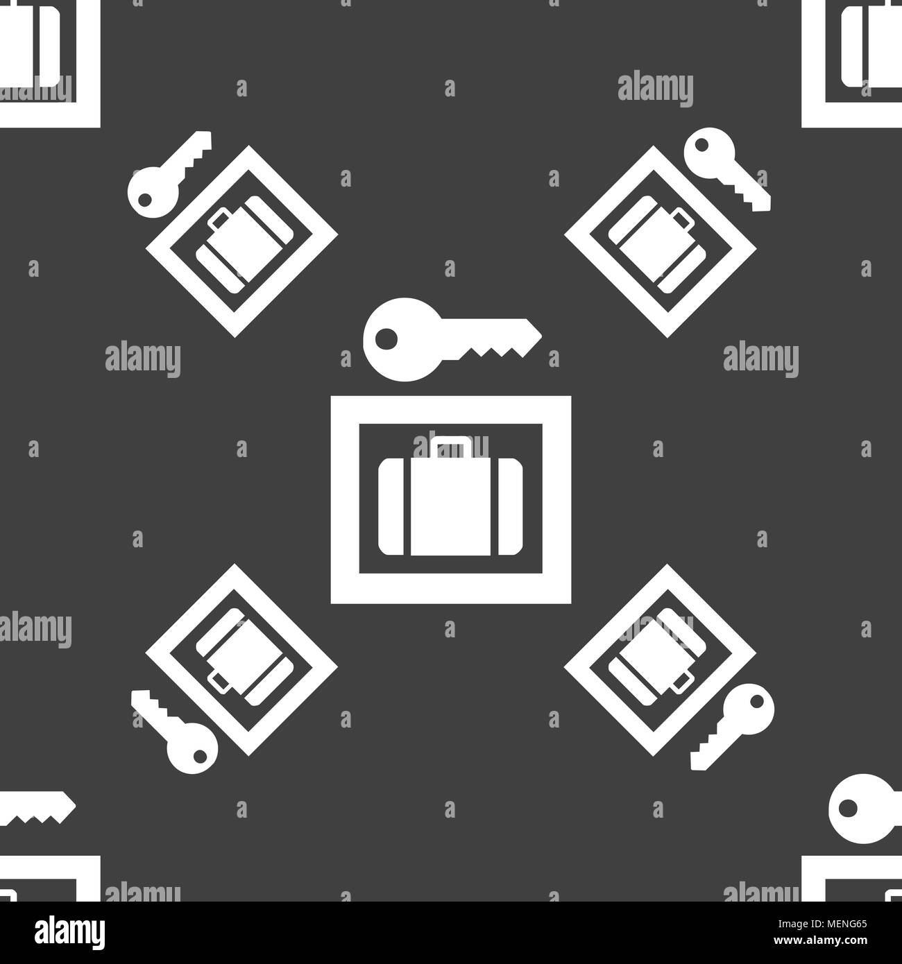 Luggage Storage icon sign. Seamless pattern on a gray background ...