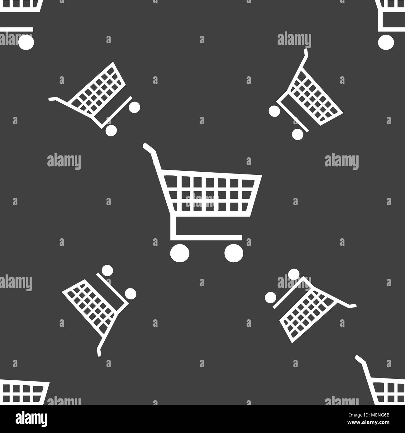 shopping cart icon sign. Seamless pattern on a gray background. Vector ...