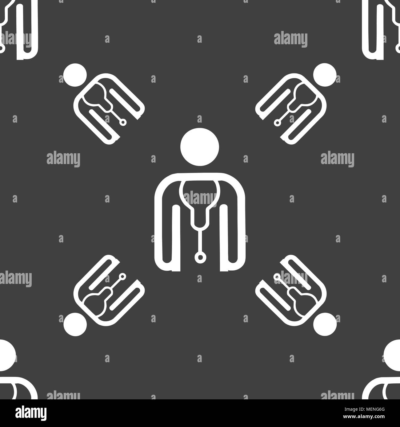 doctor icon sign. Seamless pattern on a gray background. Vector ...